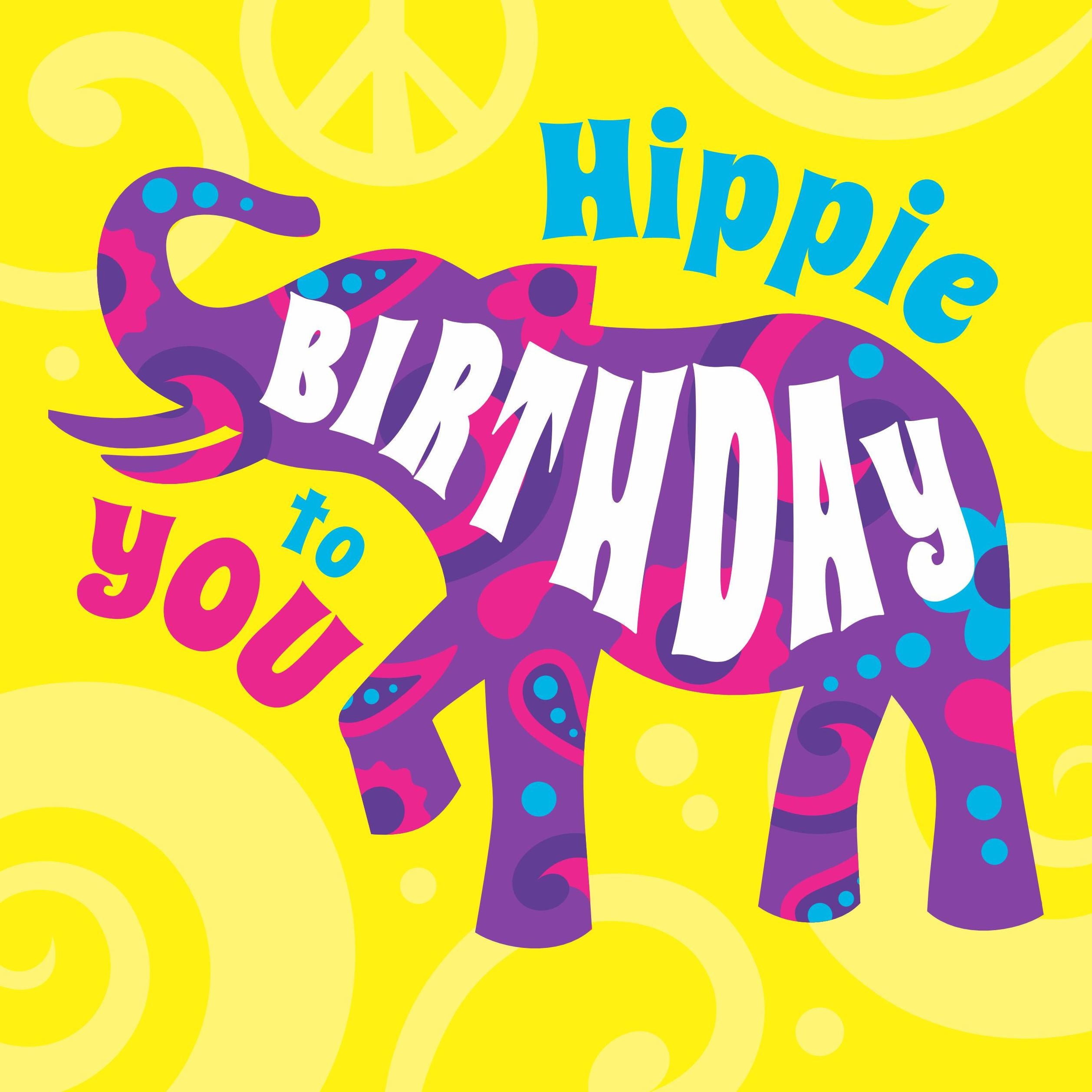 Colorful Elephant Hippie Birthday To You Confetti-exploding Greetings ...
