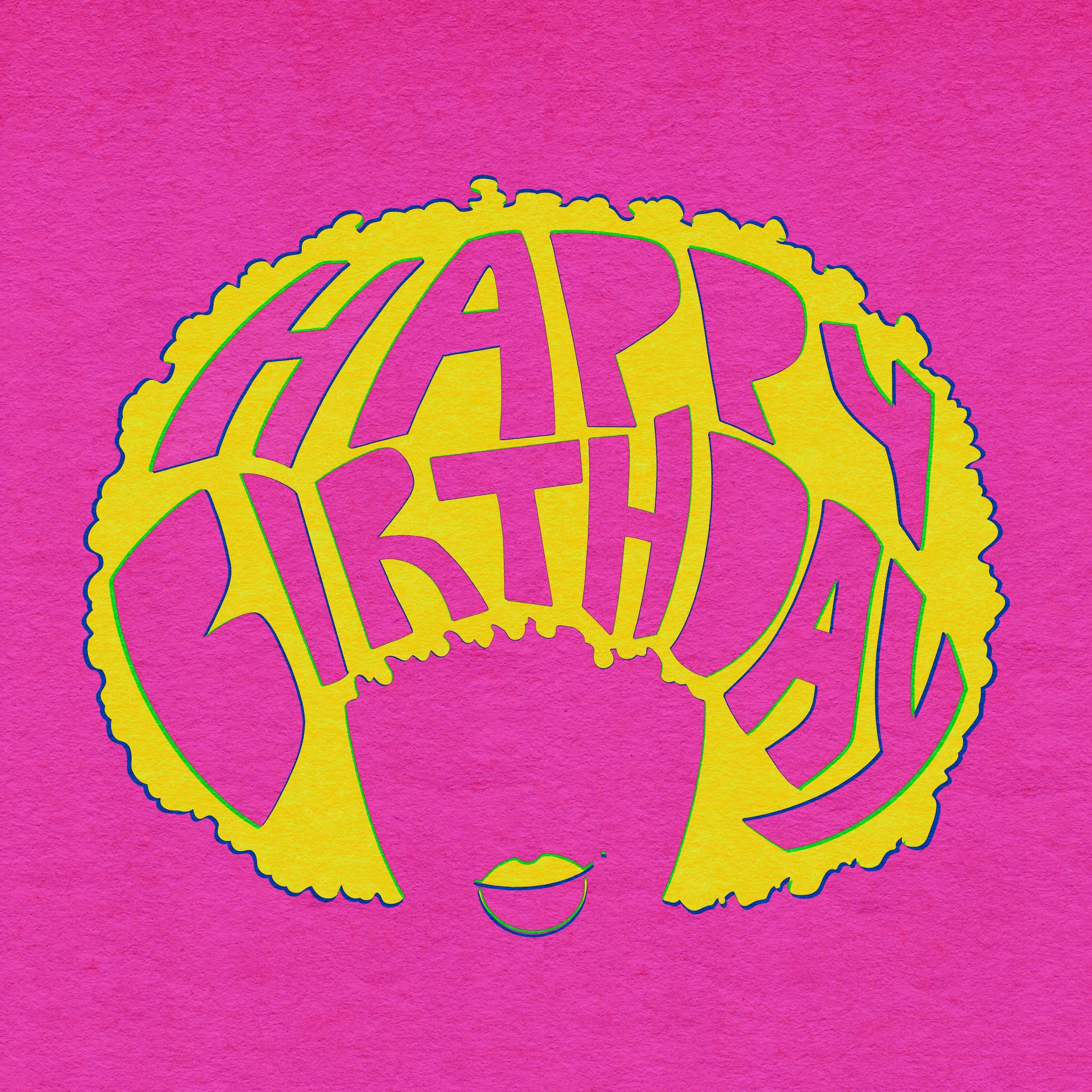 Happy Birthday Pink And Yellow Hair Confetti-exploding Greetings Card ...