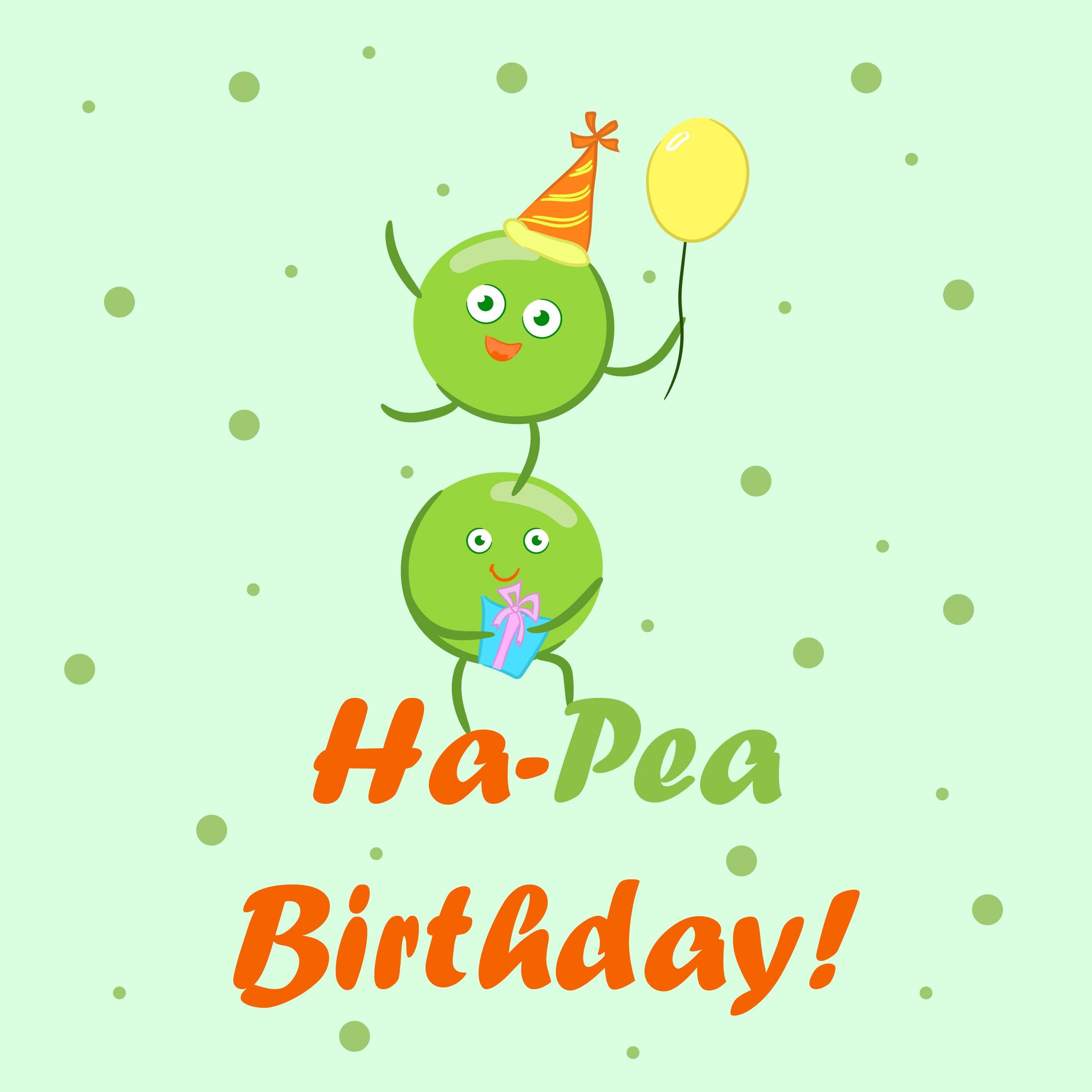 Ha-pea Birthday Cute Green Peas Confetti-exploding Greetings Card – Boomf