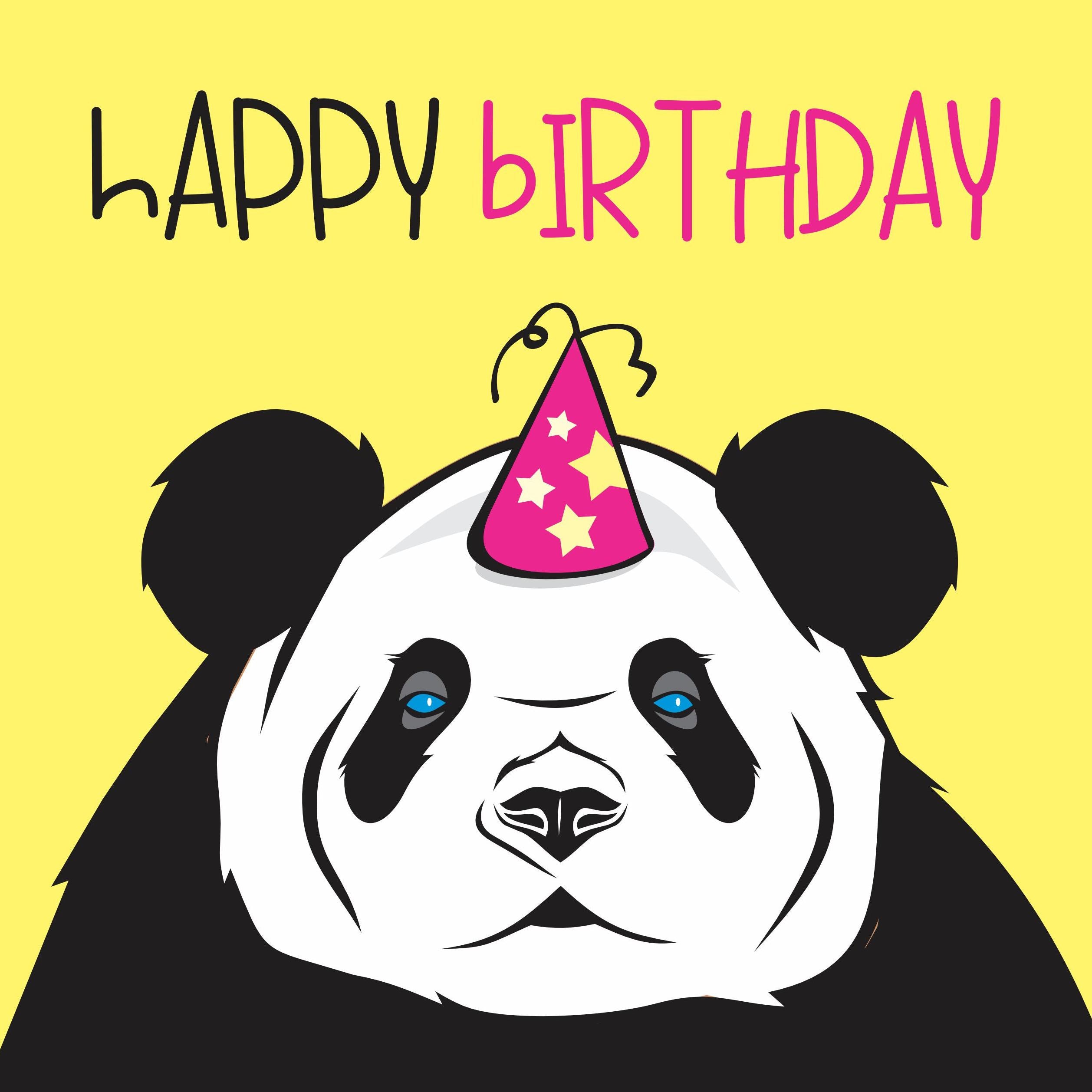 Panda In Hat Happy Birthday Confetti-exploding Greetings Card – Boomf