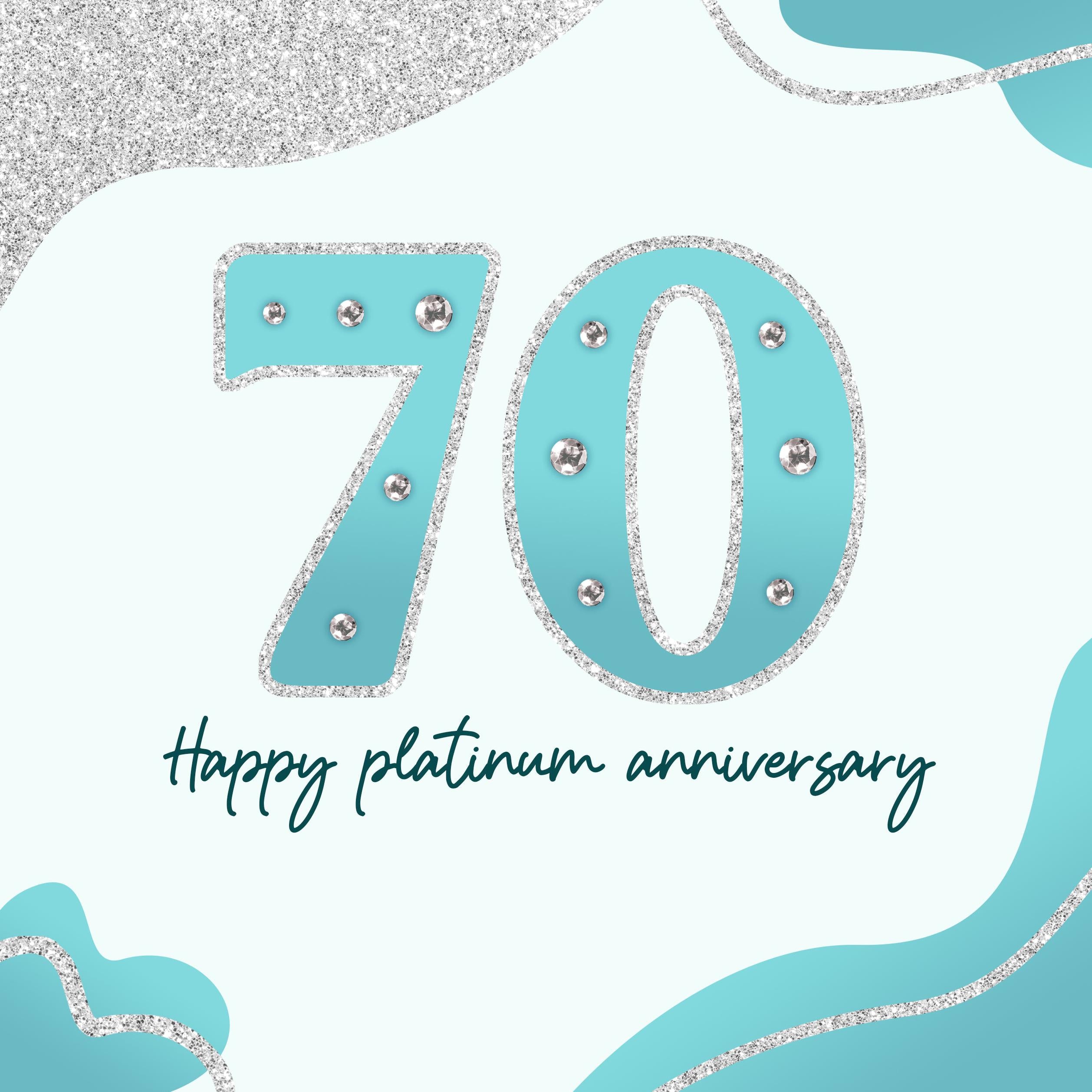 Happy 70th Wedding Anniversary Platinum Theme Confetti-exploding Greet ...