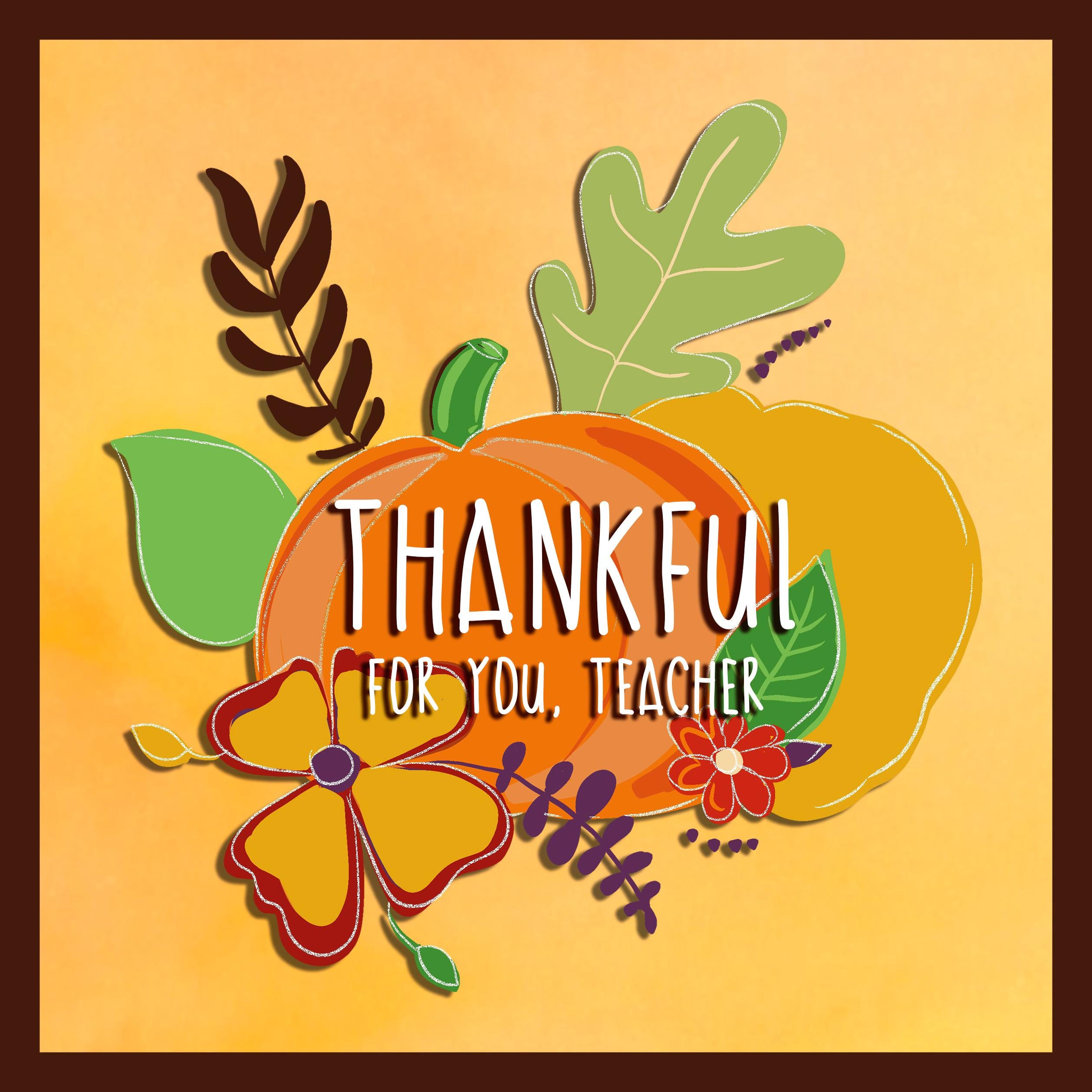 Thankful For You Teacher Thanksgiving Confetti-exploding Greetings Car ...