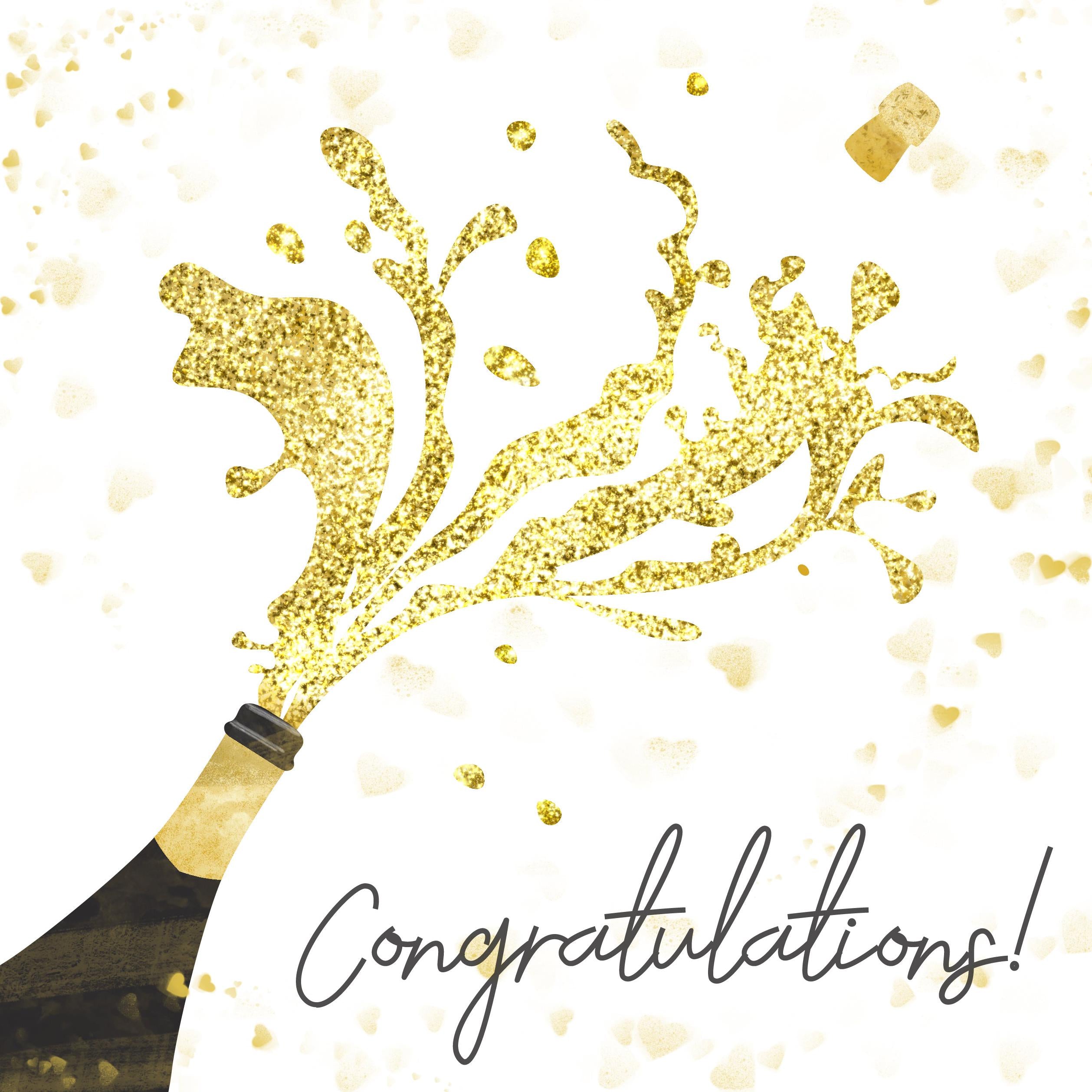Congratulations Golden Splashes Of Champagne Confetti-exploding Greeti ...