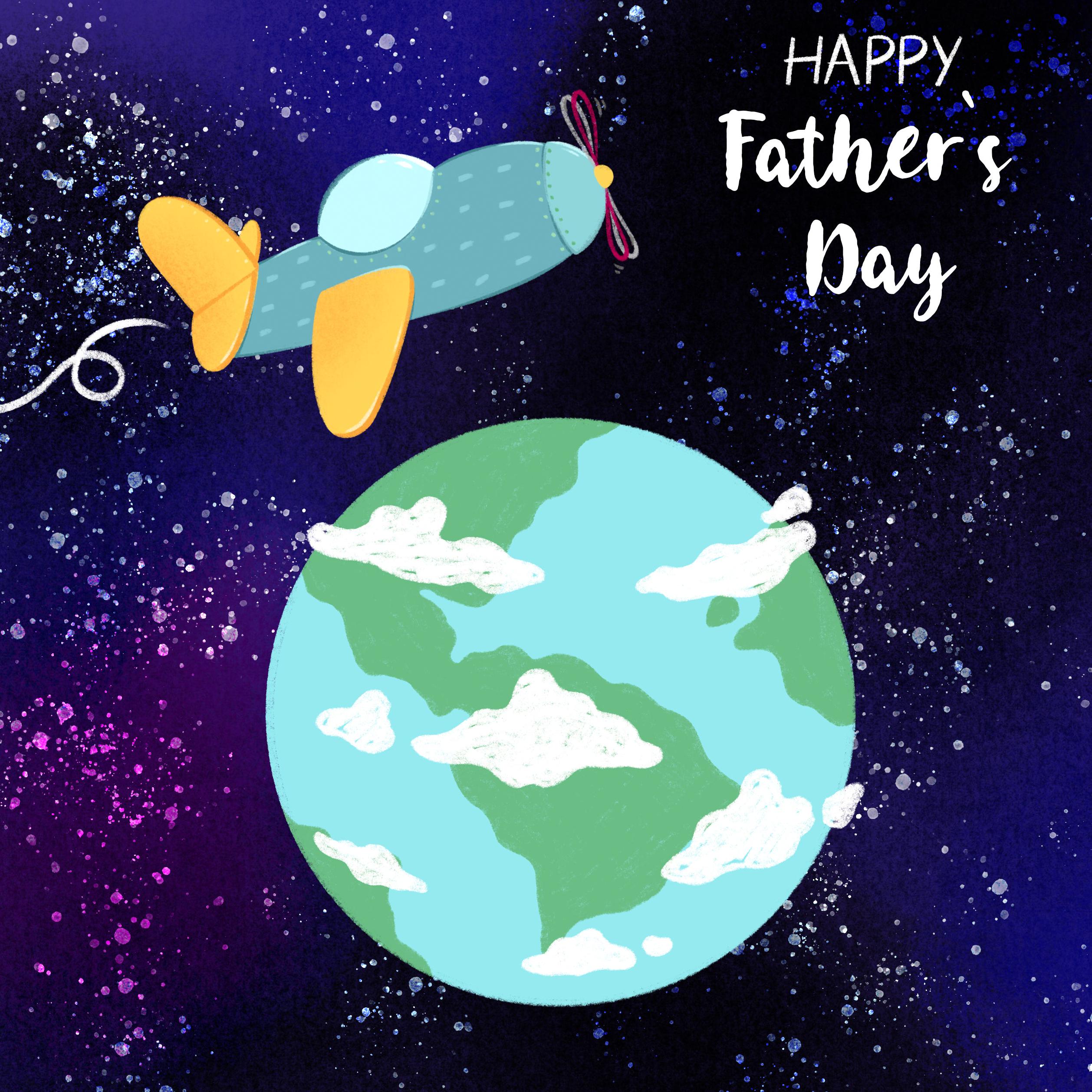 Happy Father's Day Plane In Space Confetti-exploding Greetings Card – Boomf