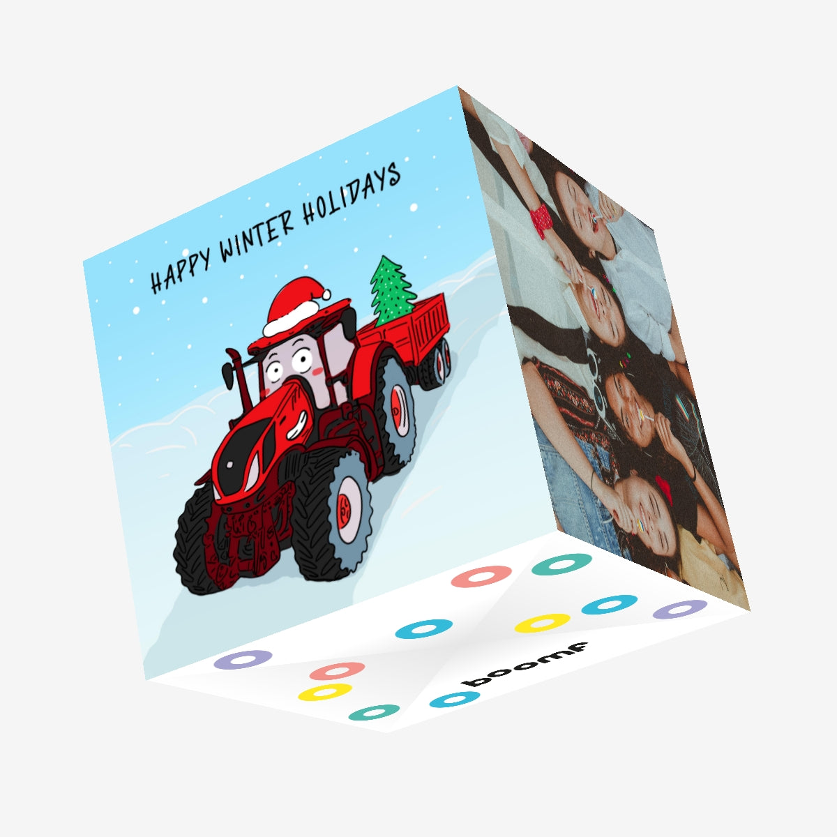 Funny Tractor Happy Winter Holidays Confetti-exploding Greetings Card ...