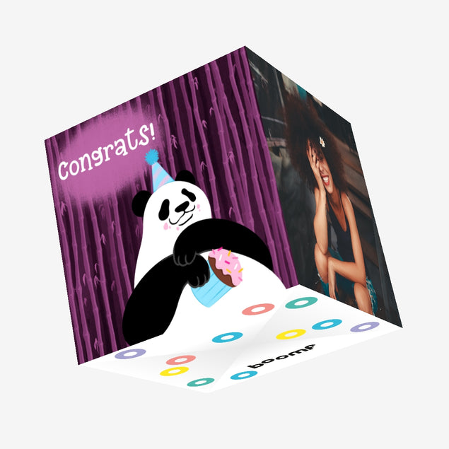 Purple Bamboo Background Panda Congrats Confetti-exploding Greetings C – Boomf