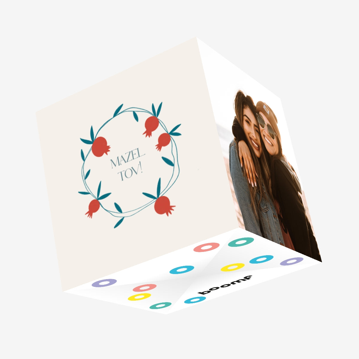 Pomegranate Wreath Mazel Tov White Background Confetti-exploding Greet ...