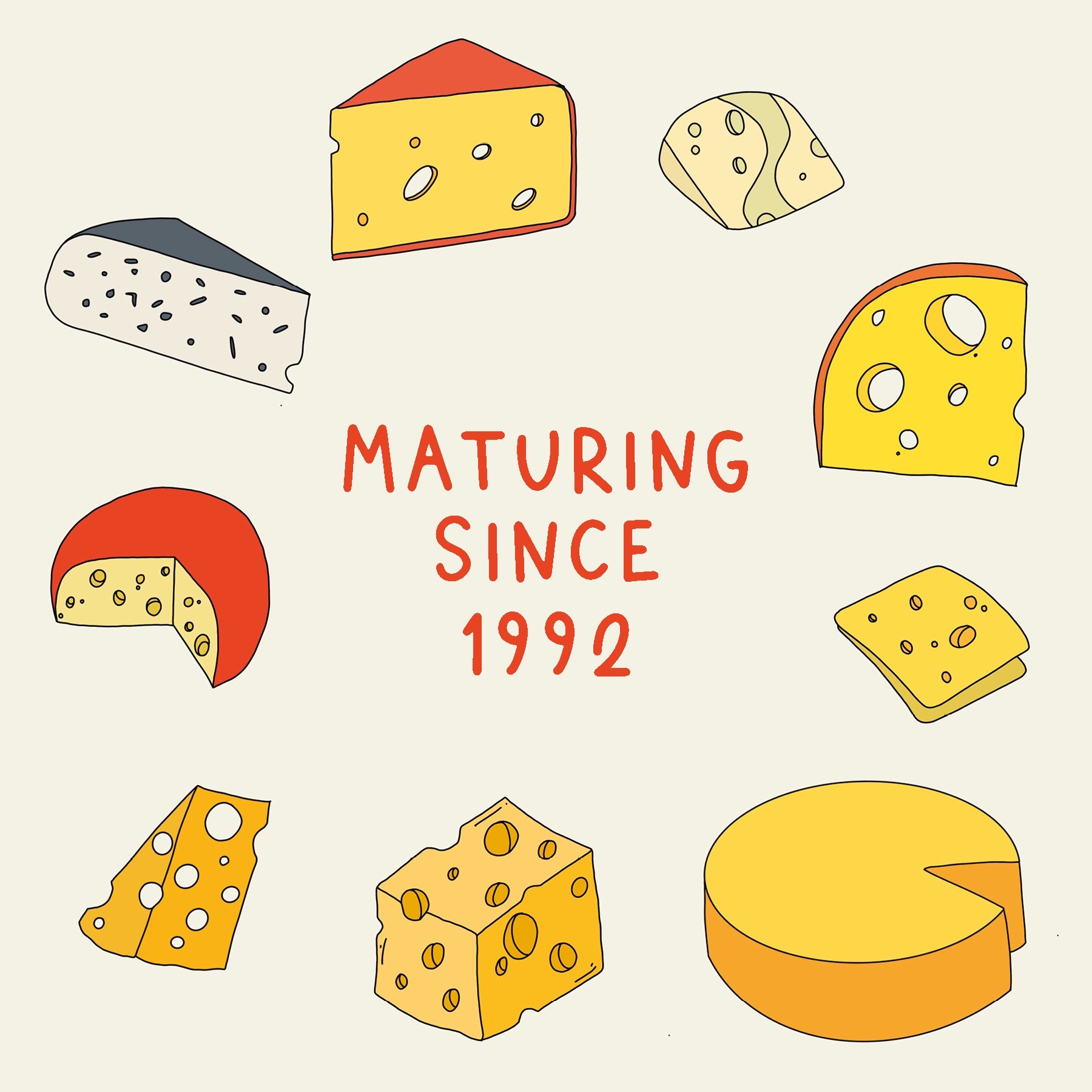 Maturing Since 1992 Cheese Birthday Card – Boomf