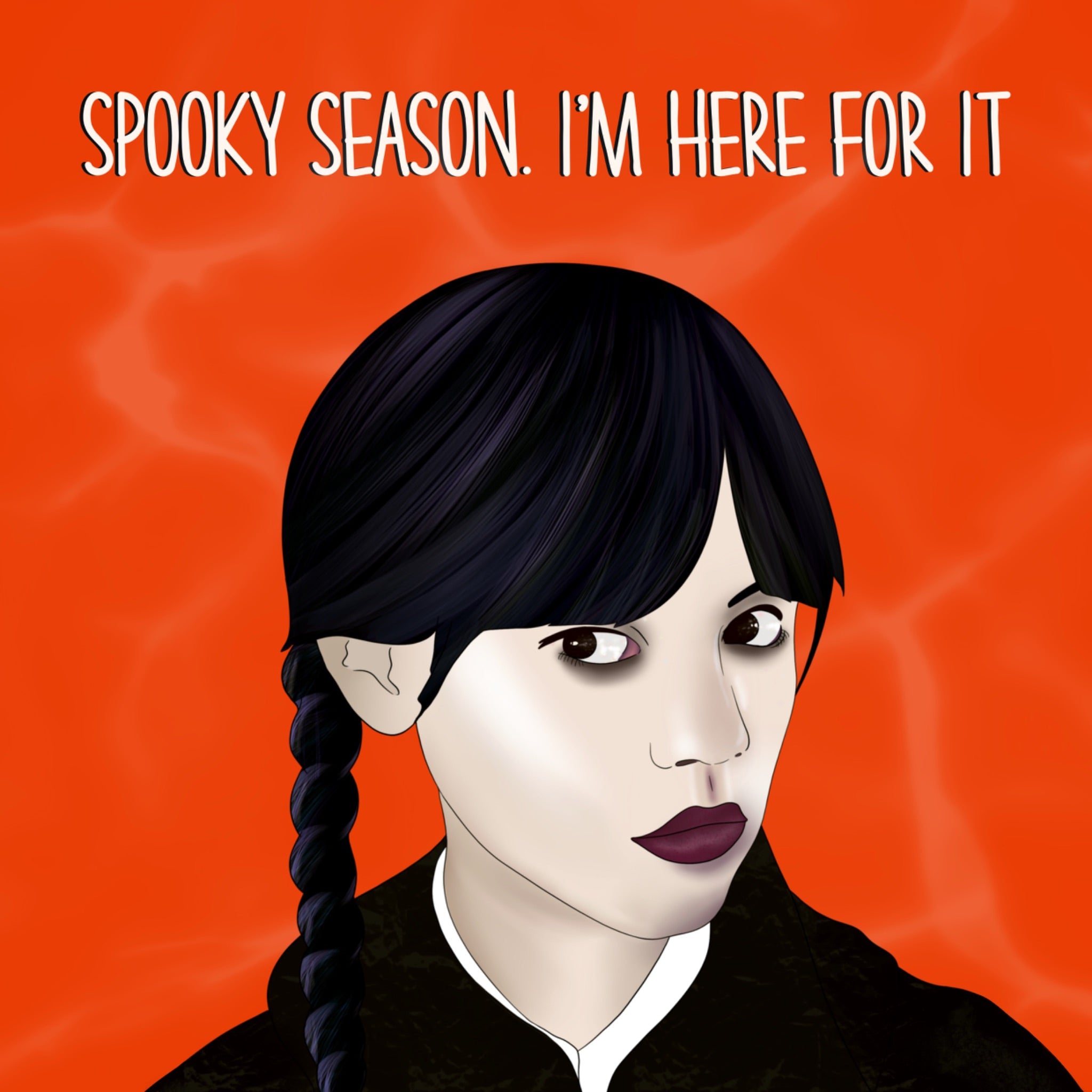 Spooky Season Wednesday Addams Halloween Card – Boomf