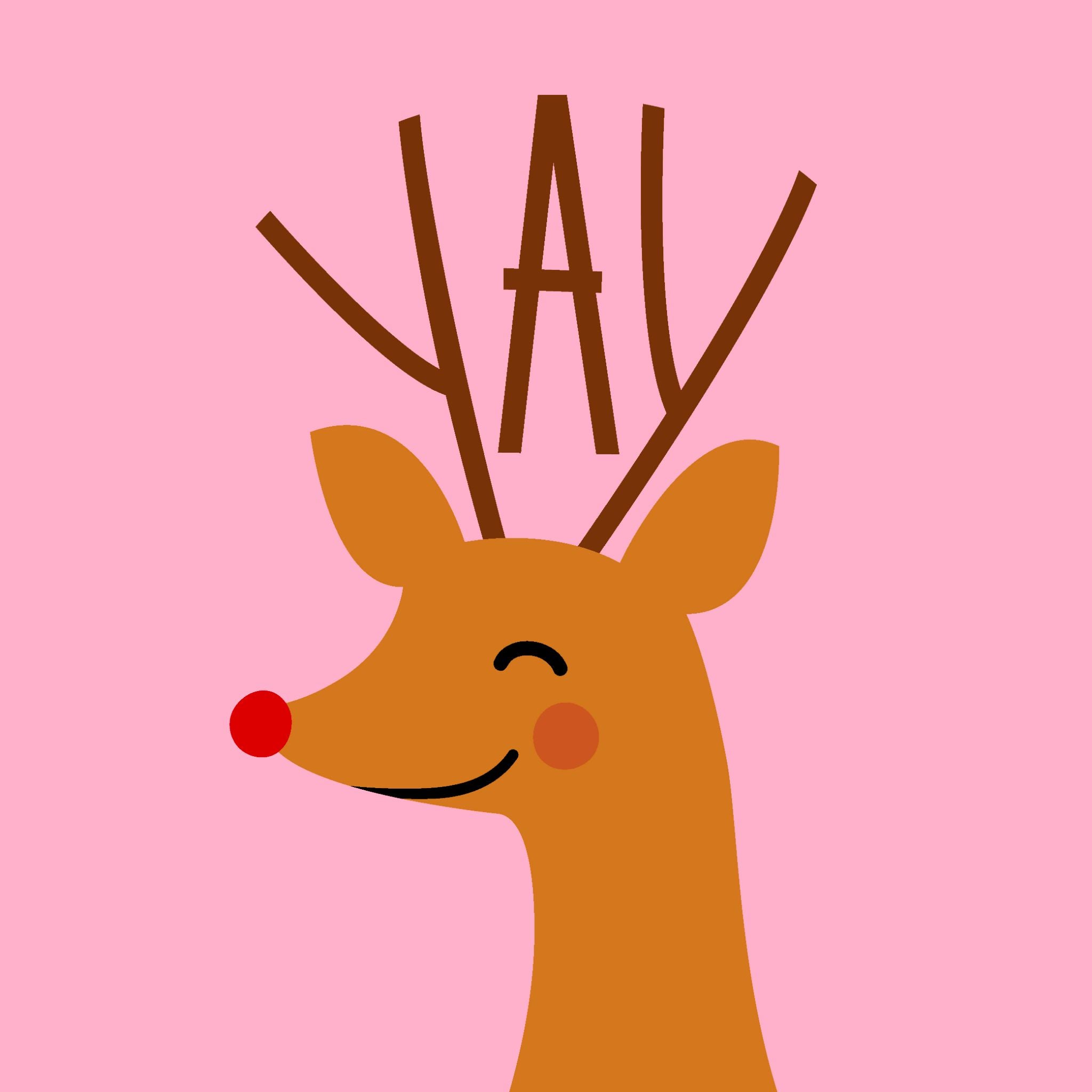 Yay Reindeer Pink Christmas Card – Boomf