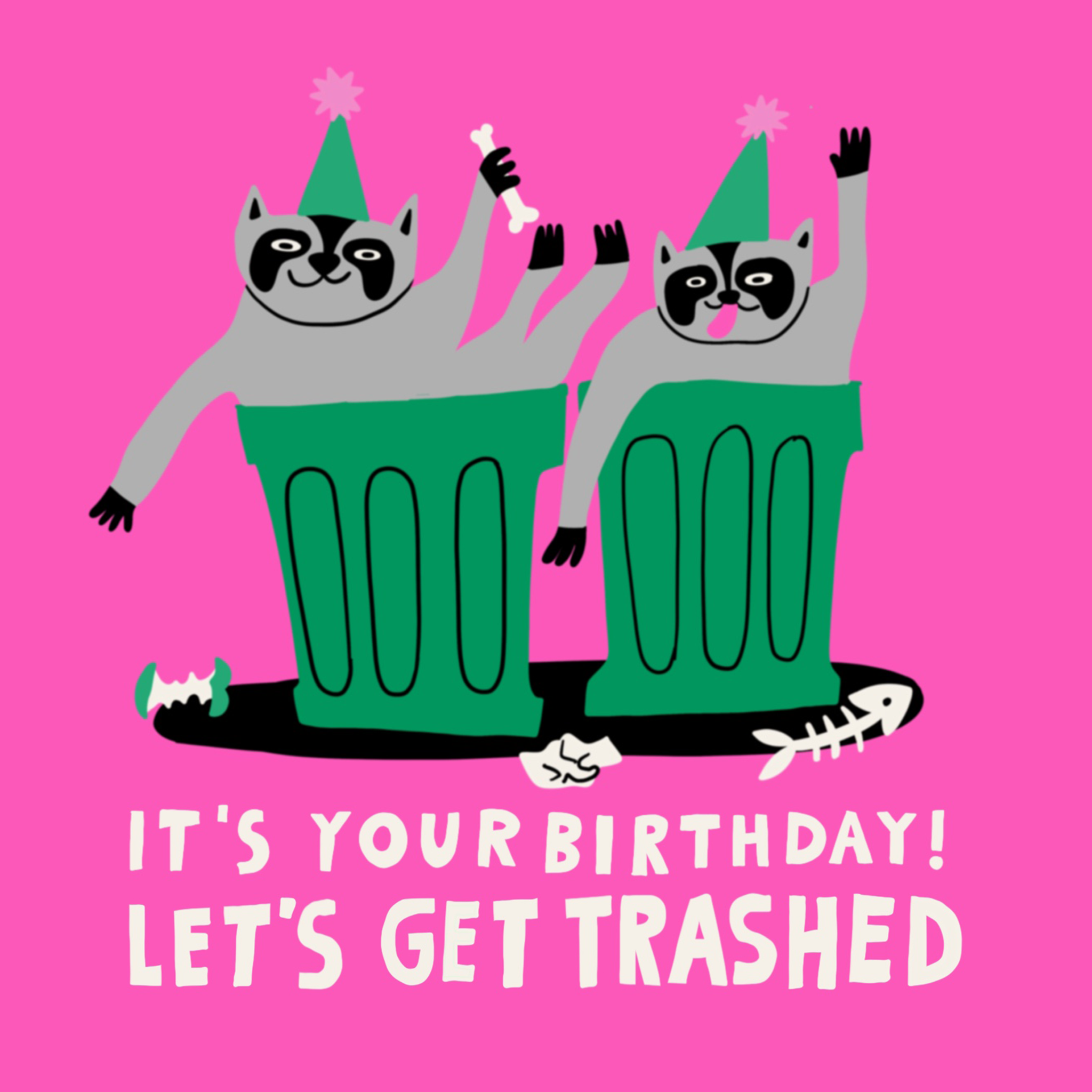 Let's Get Trashed Funny Racoons Birthday Card – Boomf