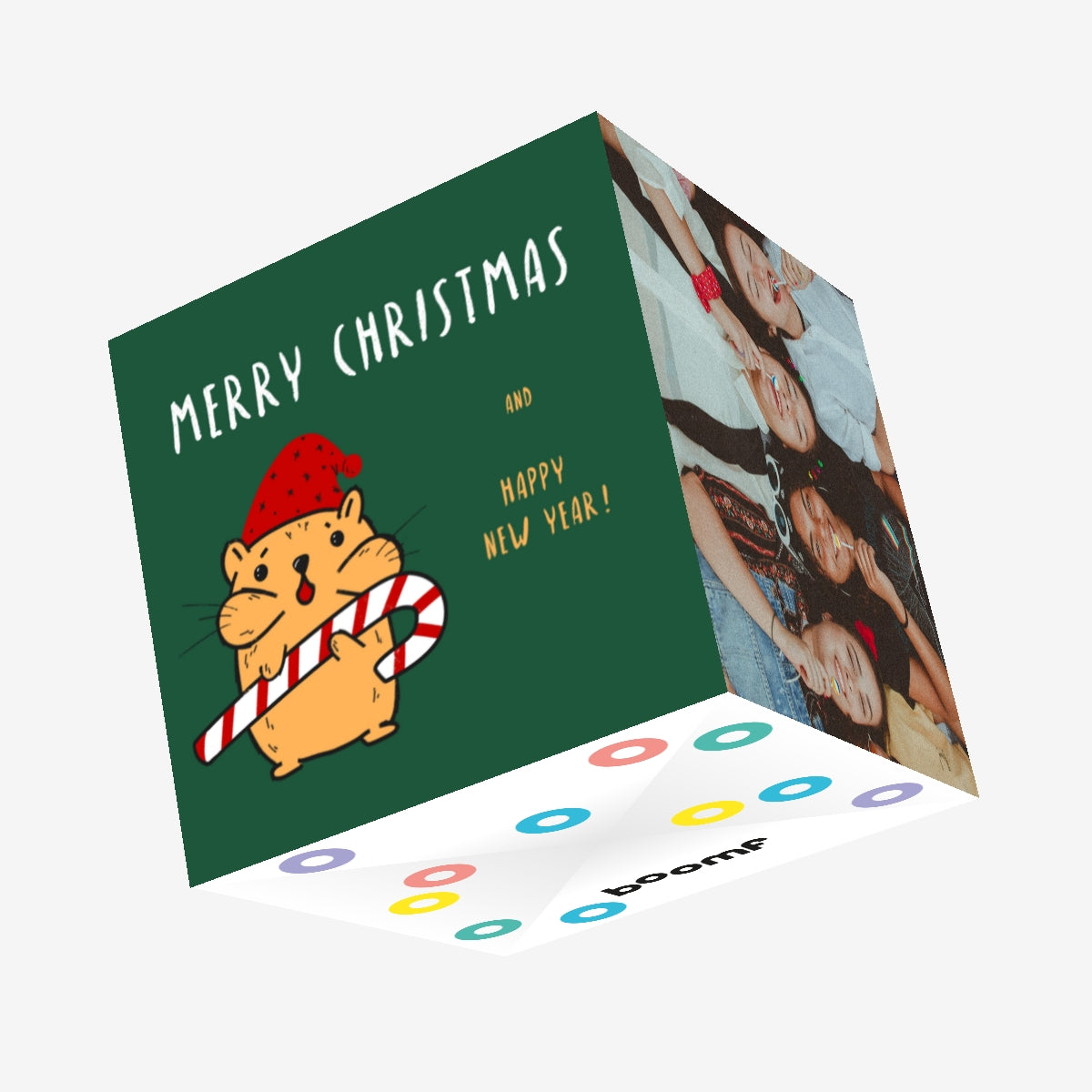 Green Themed Cute Hamster Merry Christmas Confetti-exploding Greetings ...