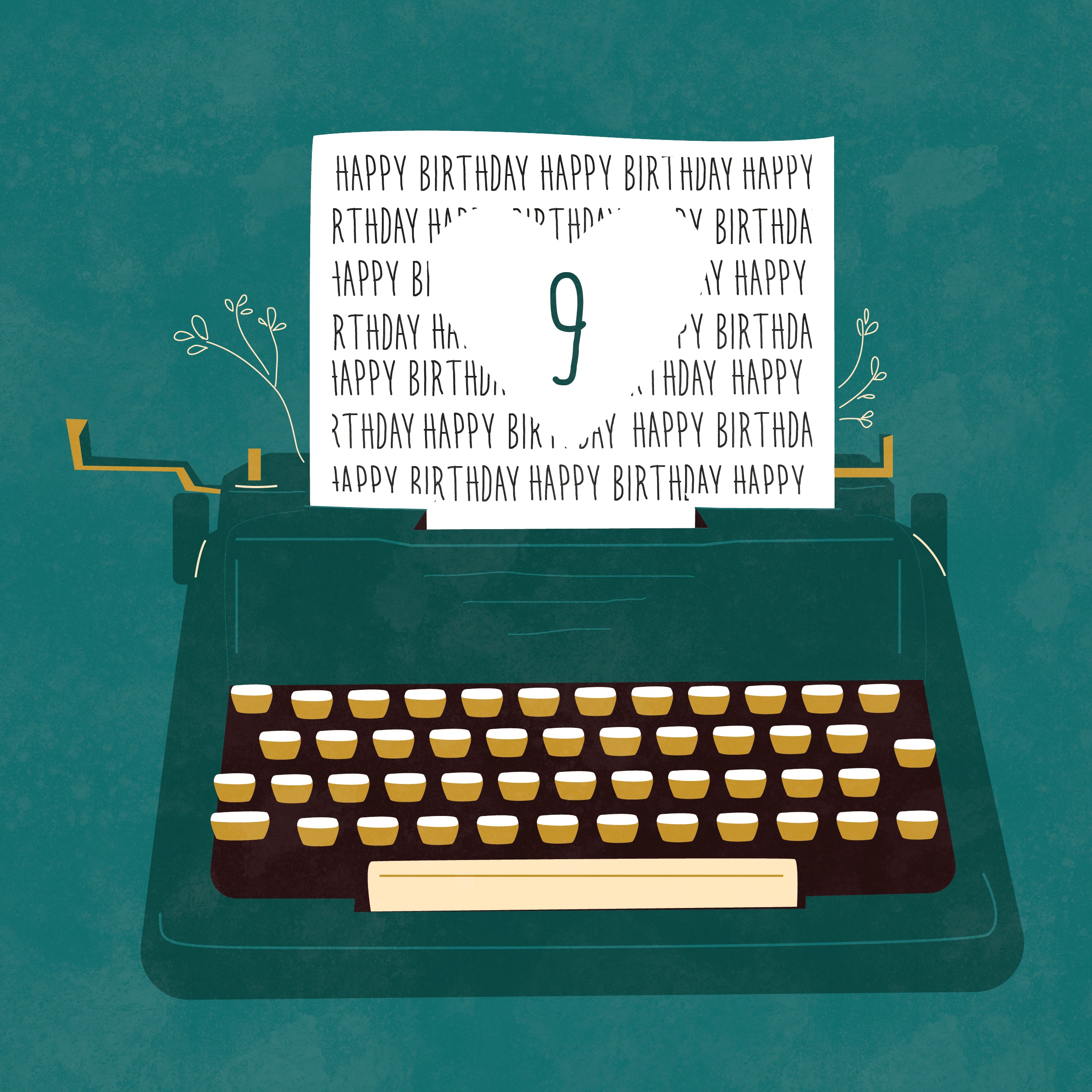 Typewriter Happy 9th Birthday | Boomf