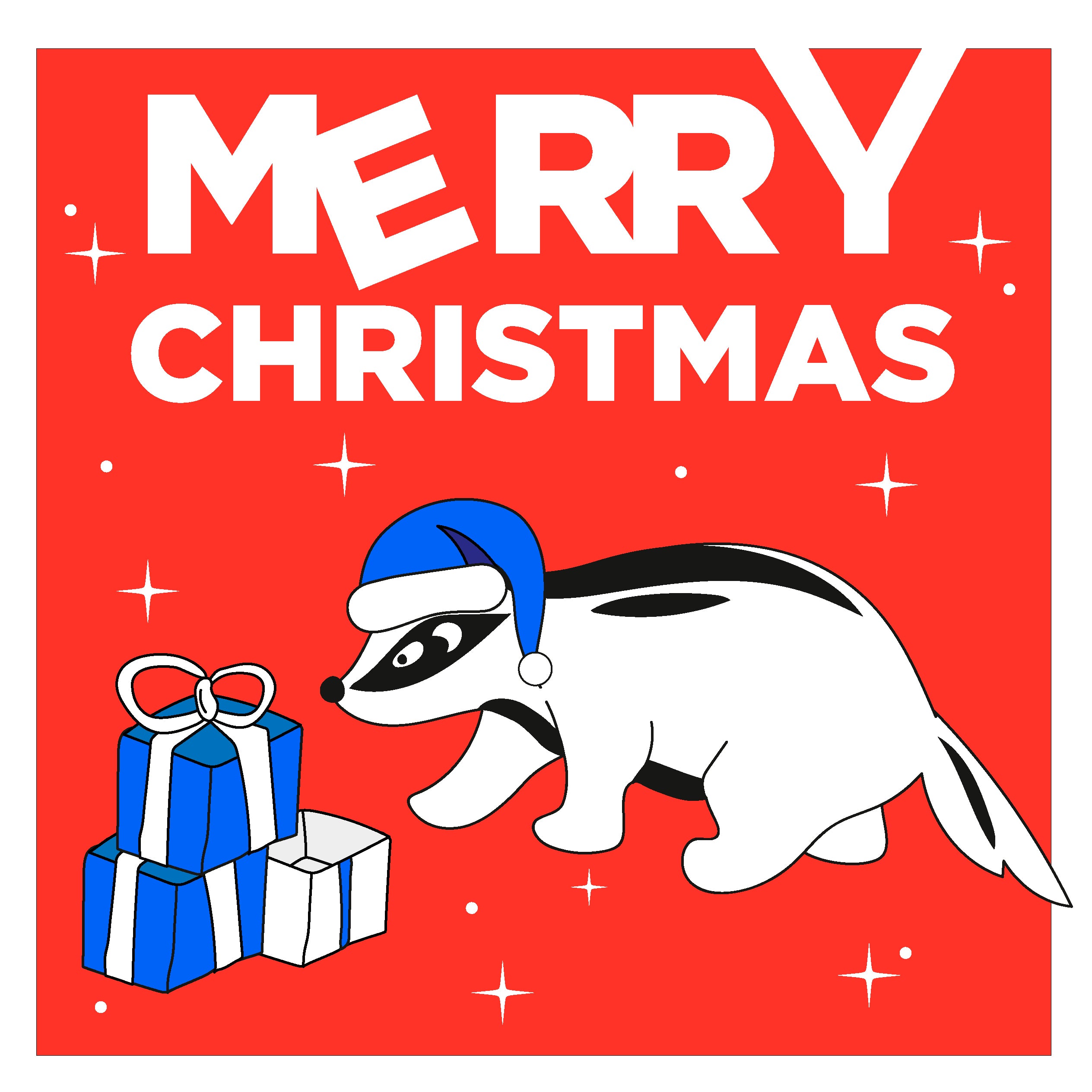 Badger With Gifts Merry Christmas Card | Boomf