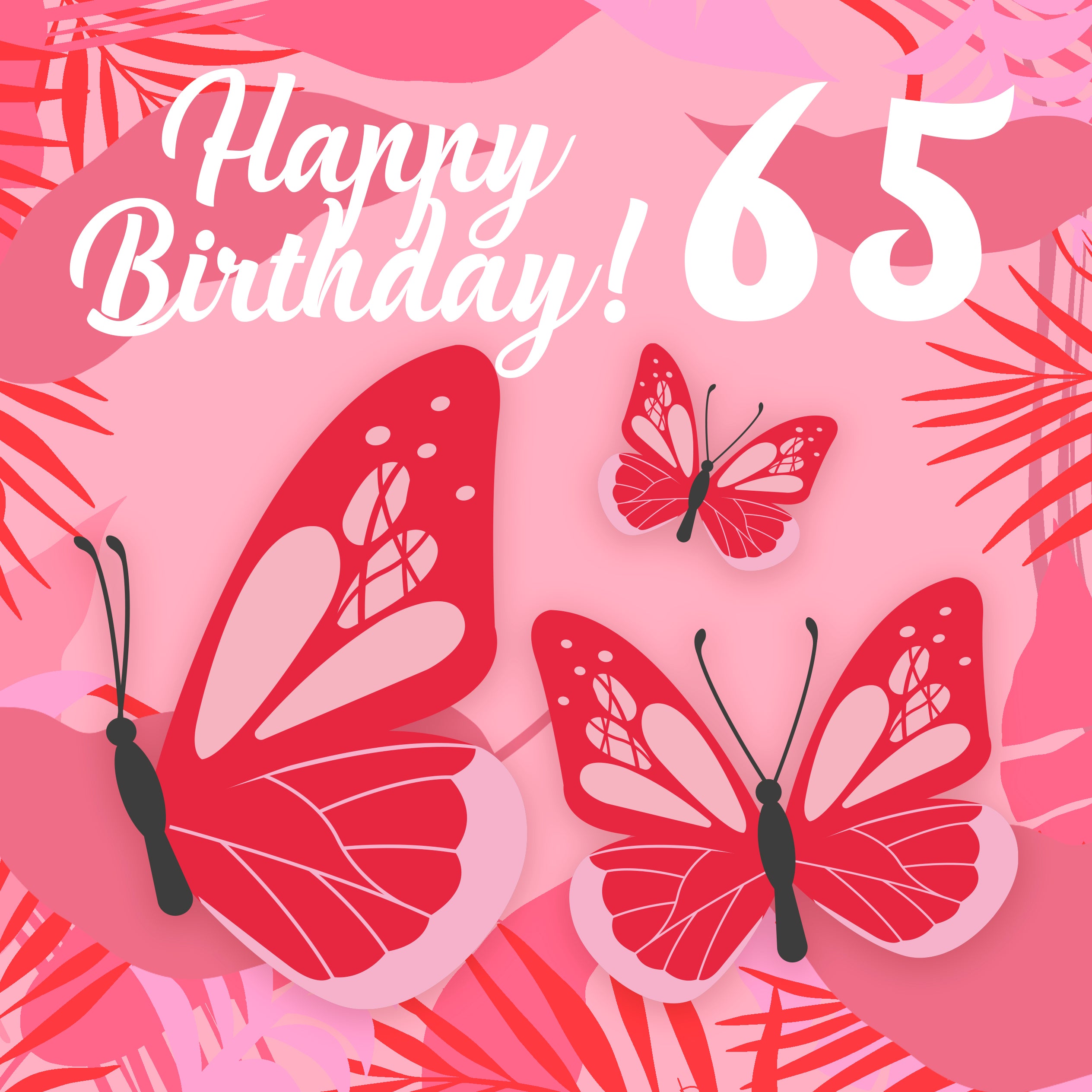 Tropical Pink Butterfly 65th Birthday | Boomf