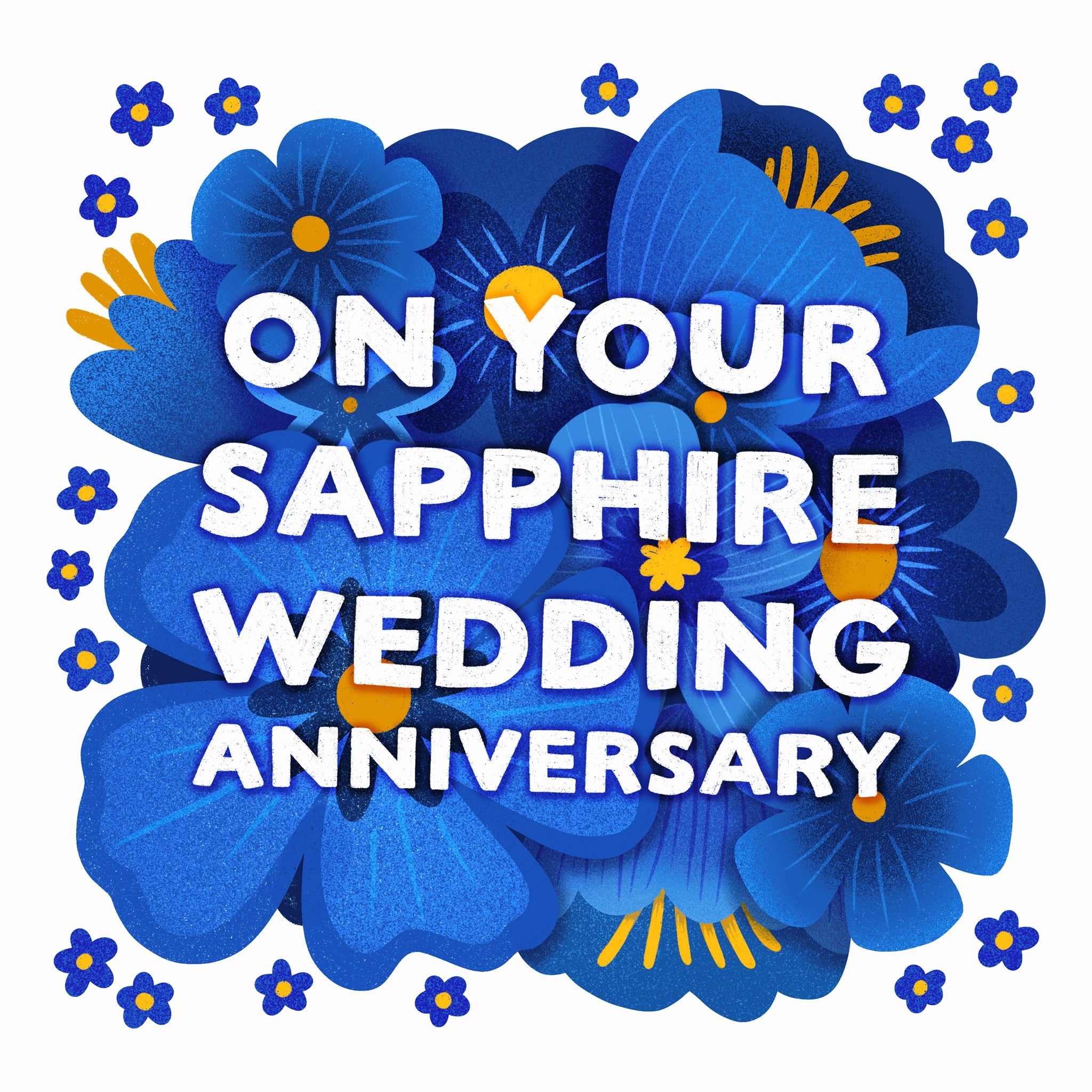 Blue Flowers Sapphire Wedding Anniversary Card – Boomf