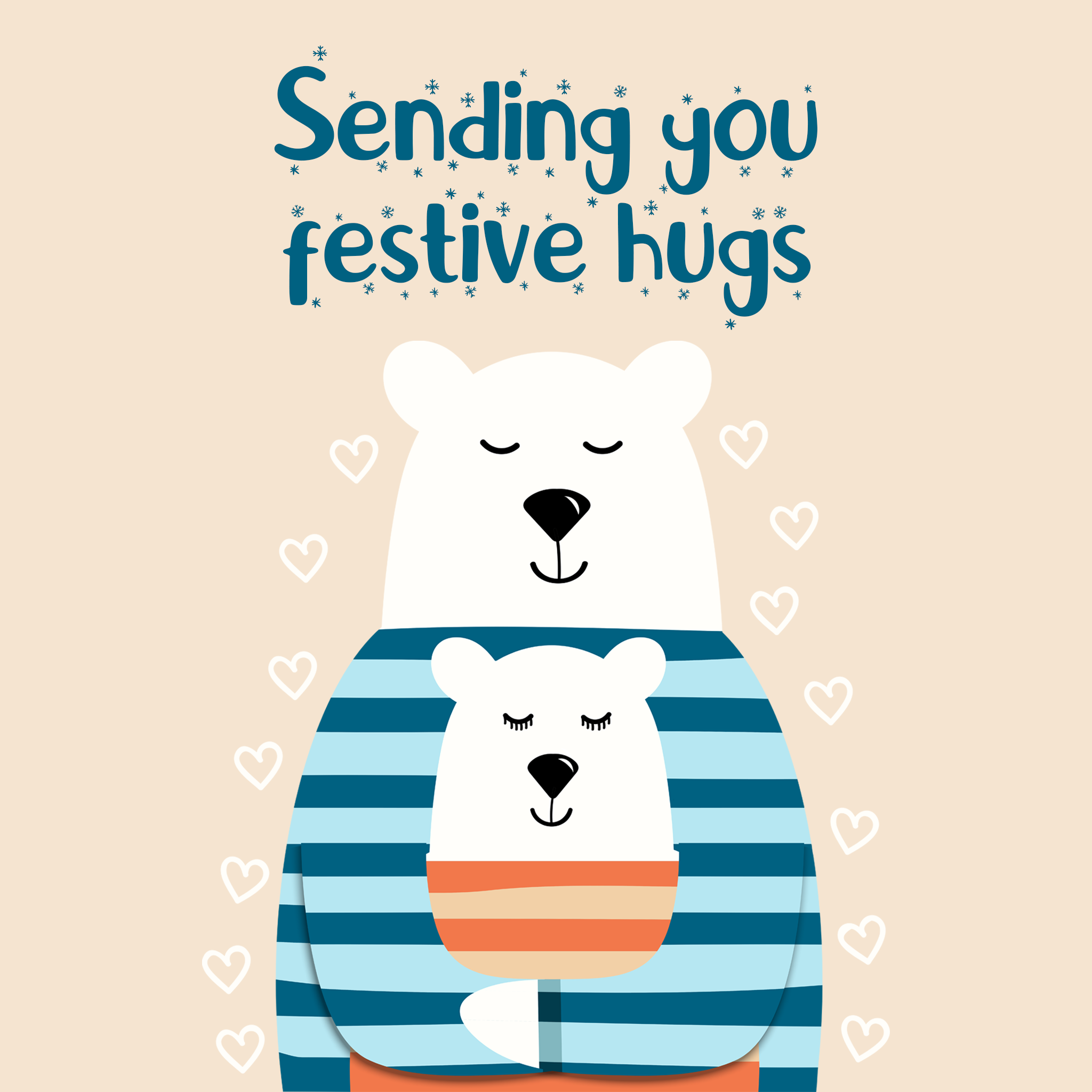 Festive Hugs Polar Bear Christmas Card – Boomf