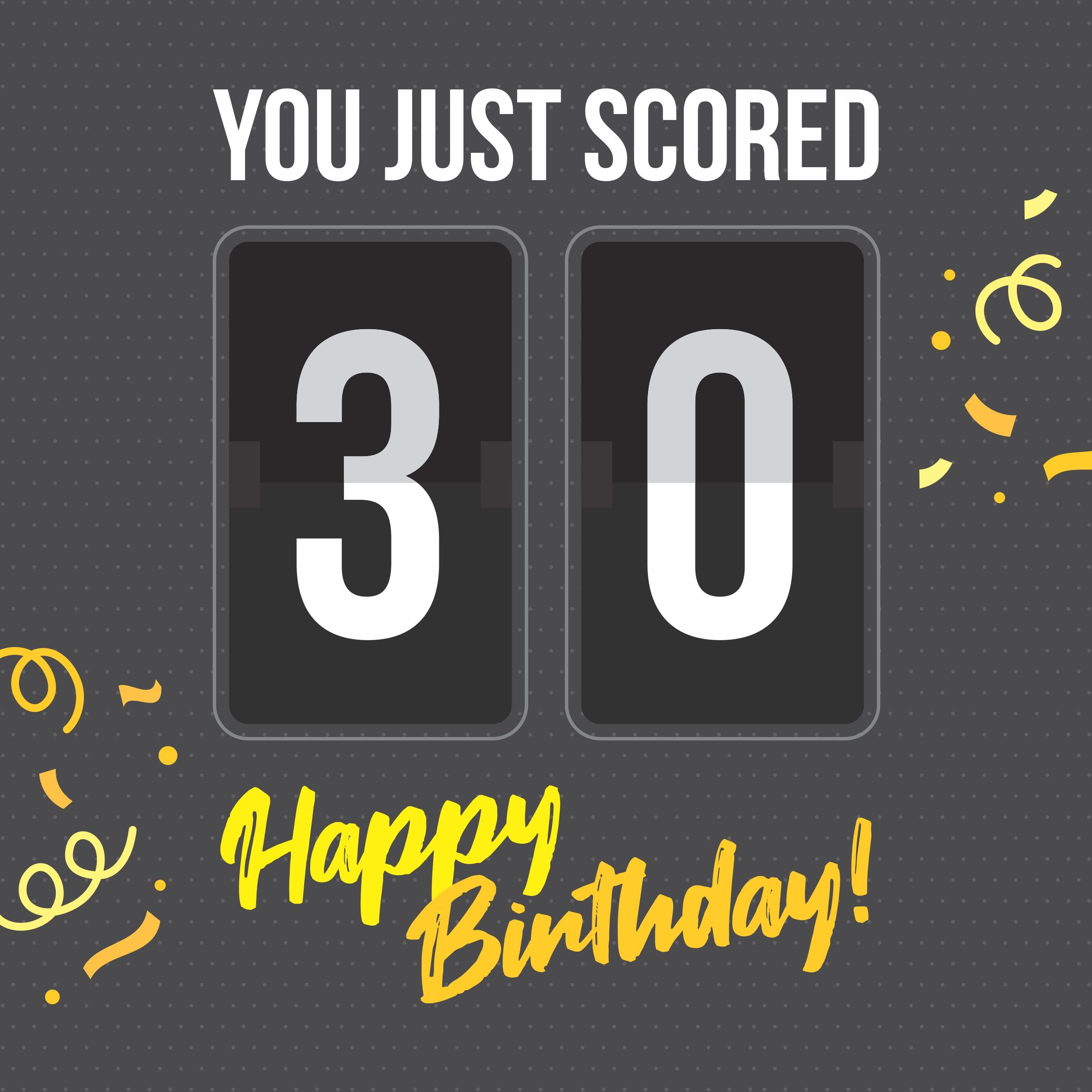 Happy 30th Birthday Football Score | Boomf
