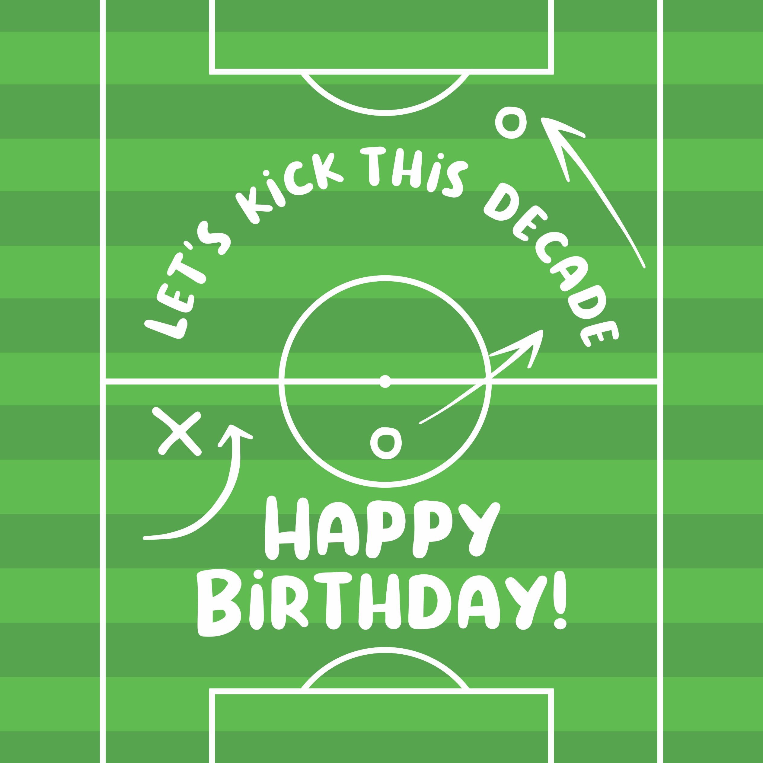 Happy Birthday Let's Kick This Decade Football Pitch | Boomf