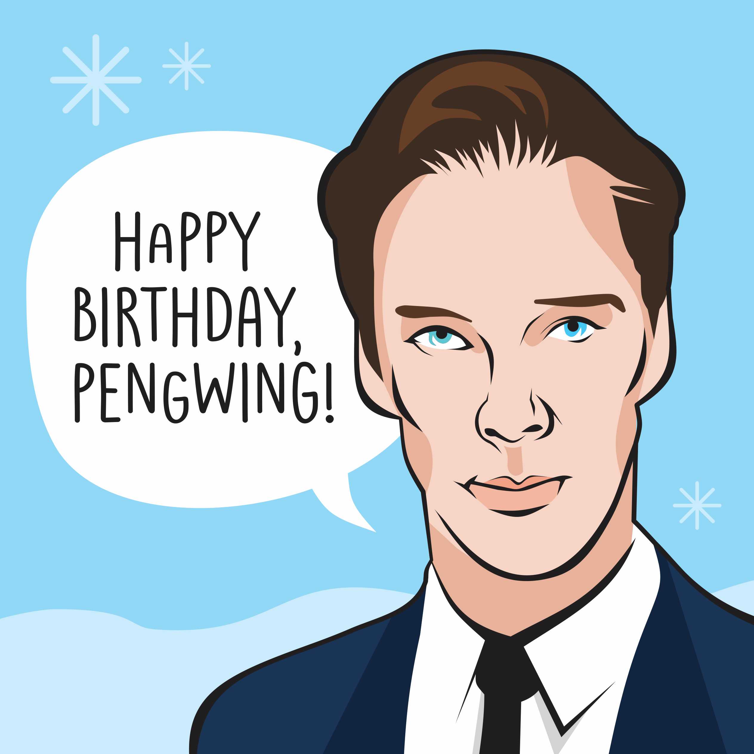 Cumberbatch Happy Birthday Pengwing Card | Boomf