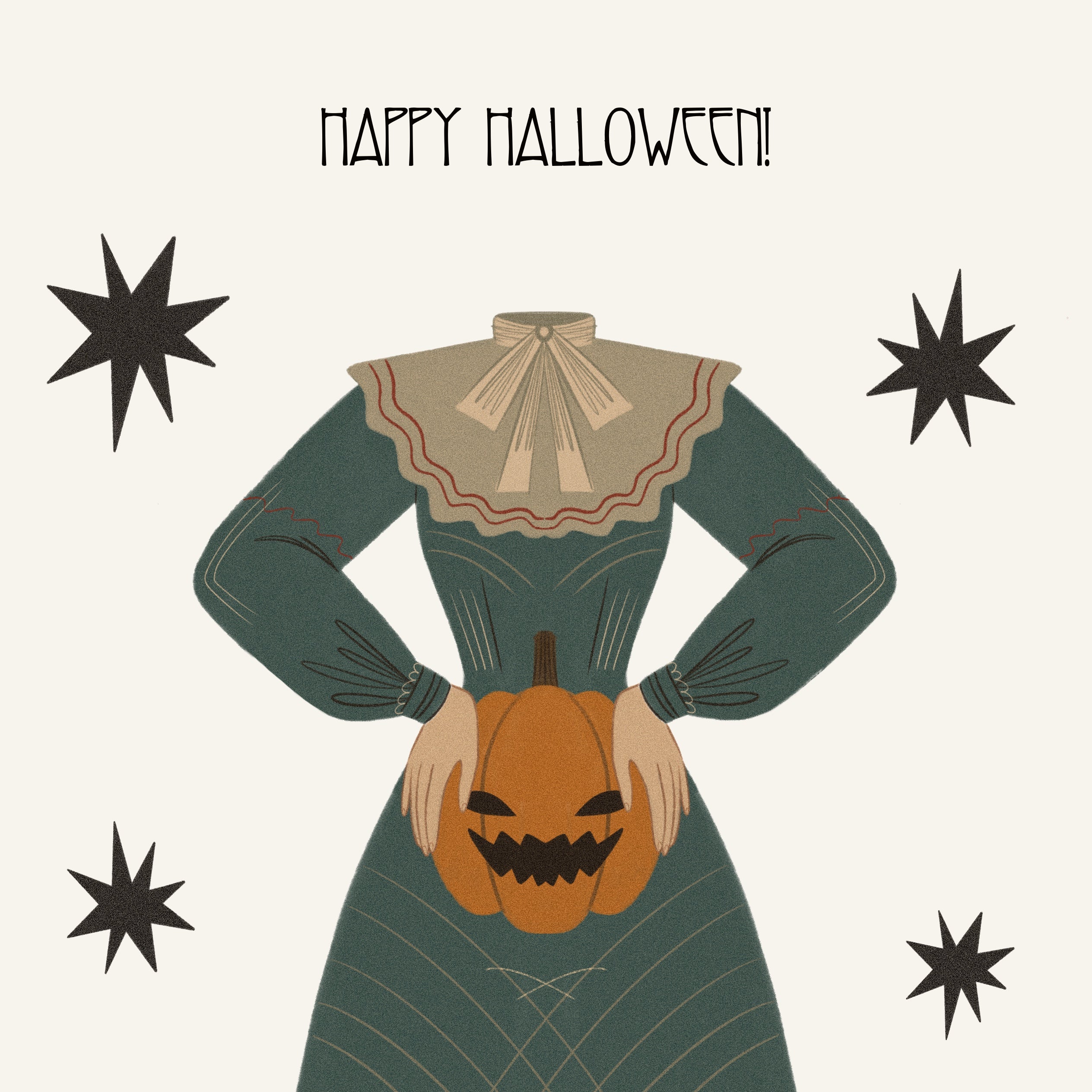 Happy Halloween Headless Lady Holding A Pumpkin | Boomf