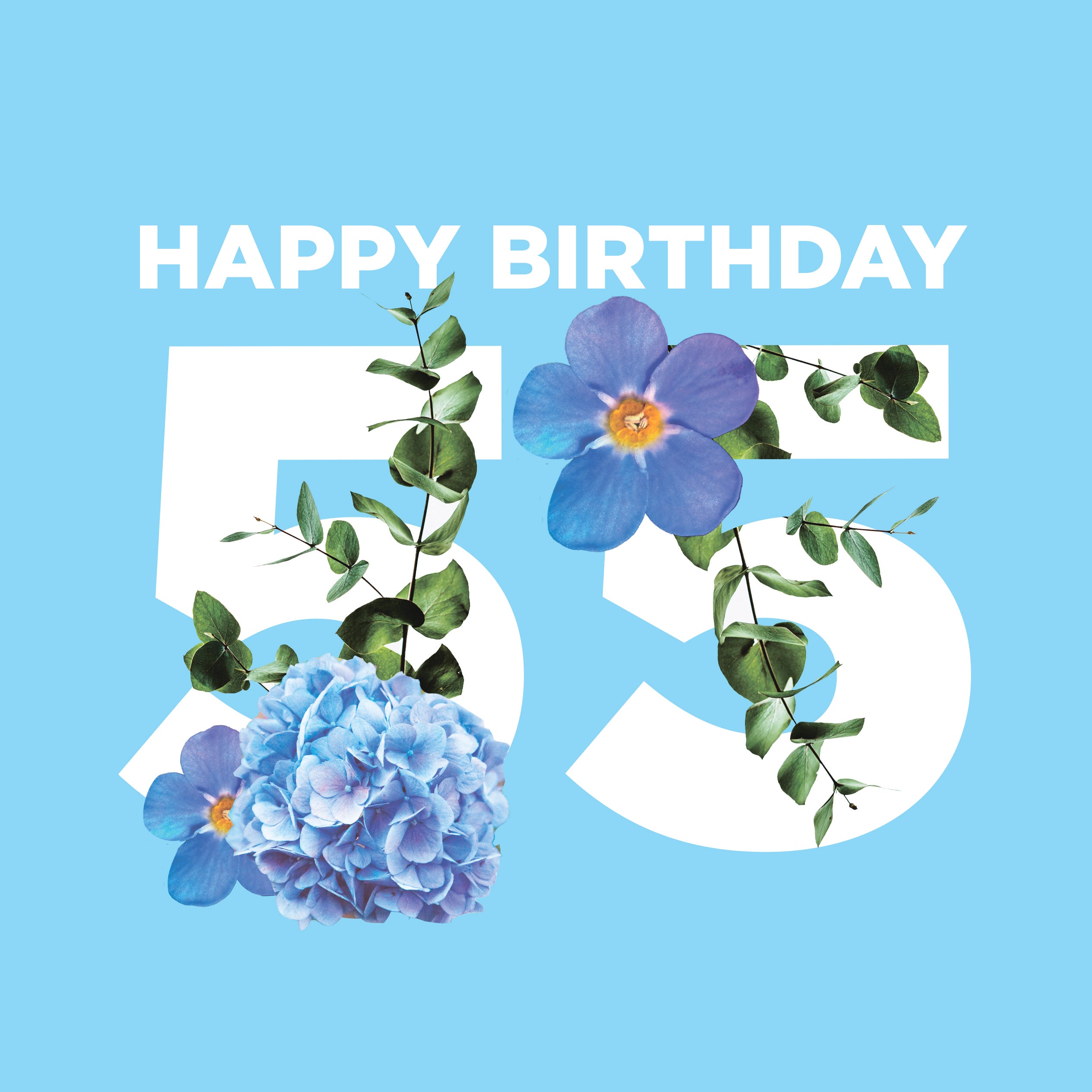 Simple Floral Happy 55th Birthday | Boomf