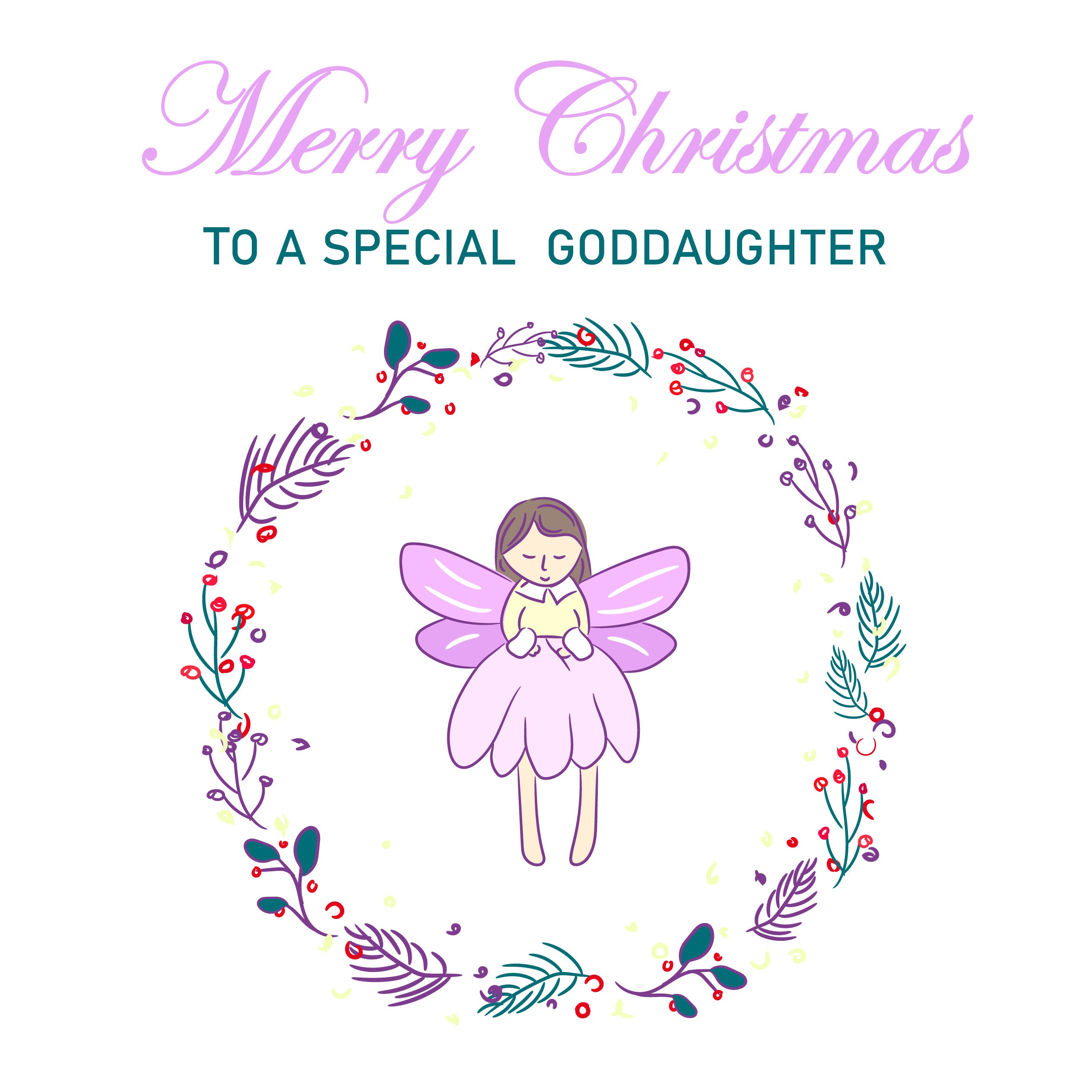 Merry Christmas Special Goddaughter Cute Fairy Card | Boomf