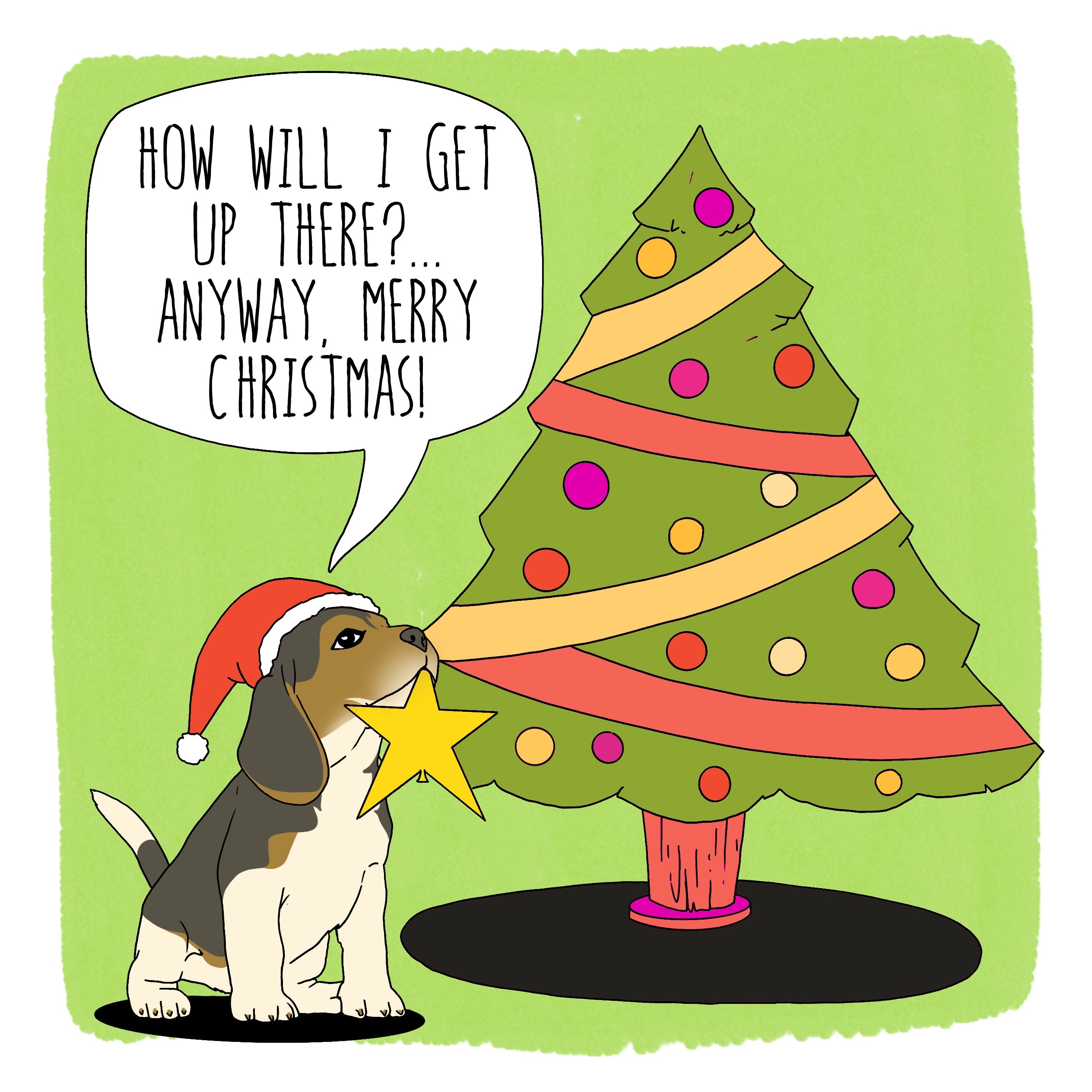 Merry Christmas Cute Little Beagle | Boomf