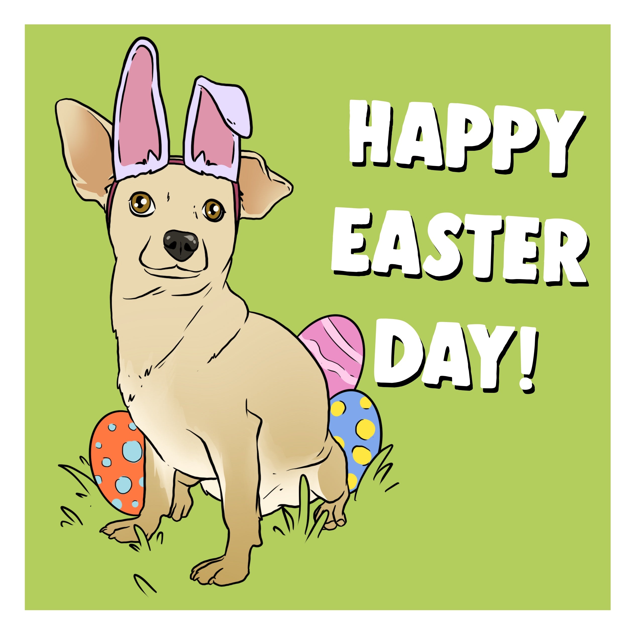Little Dog Wearing Bunny Ears Easter Card | Boomf