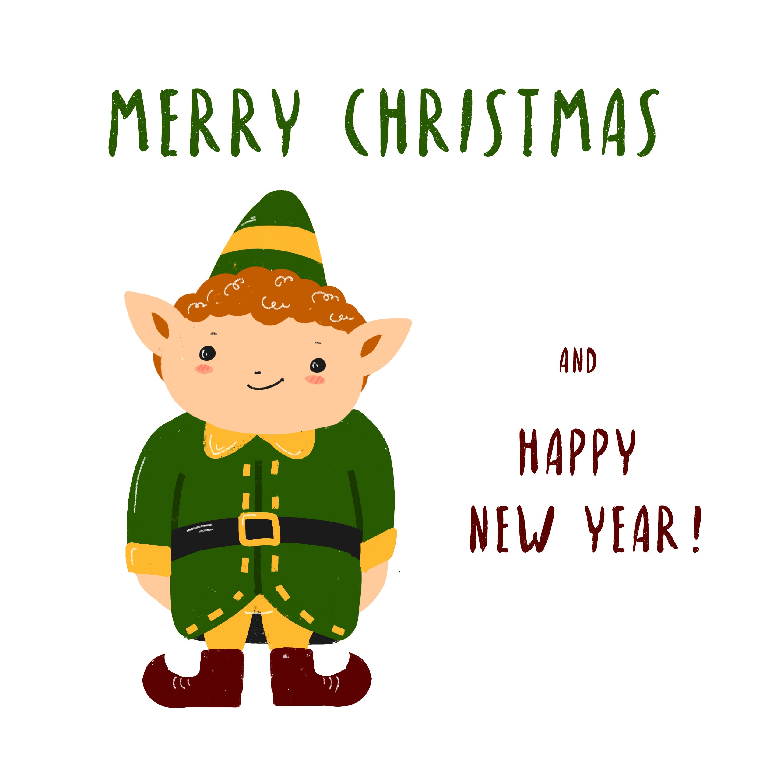 Happy Elf Merry Christmas And Happy New Year Card | Boomf