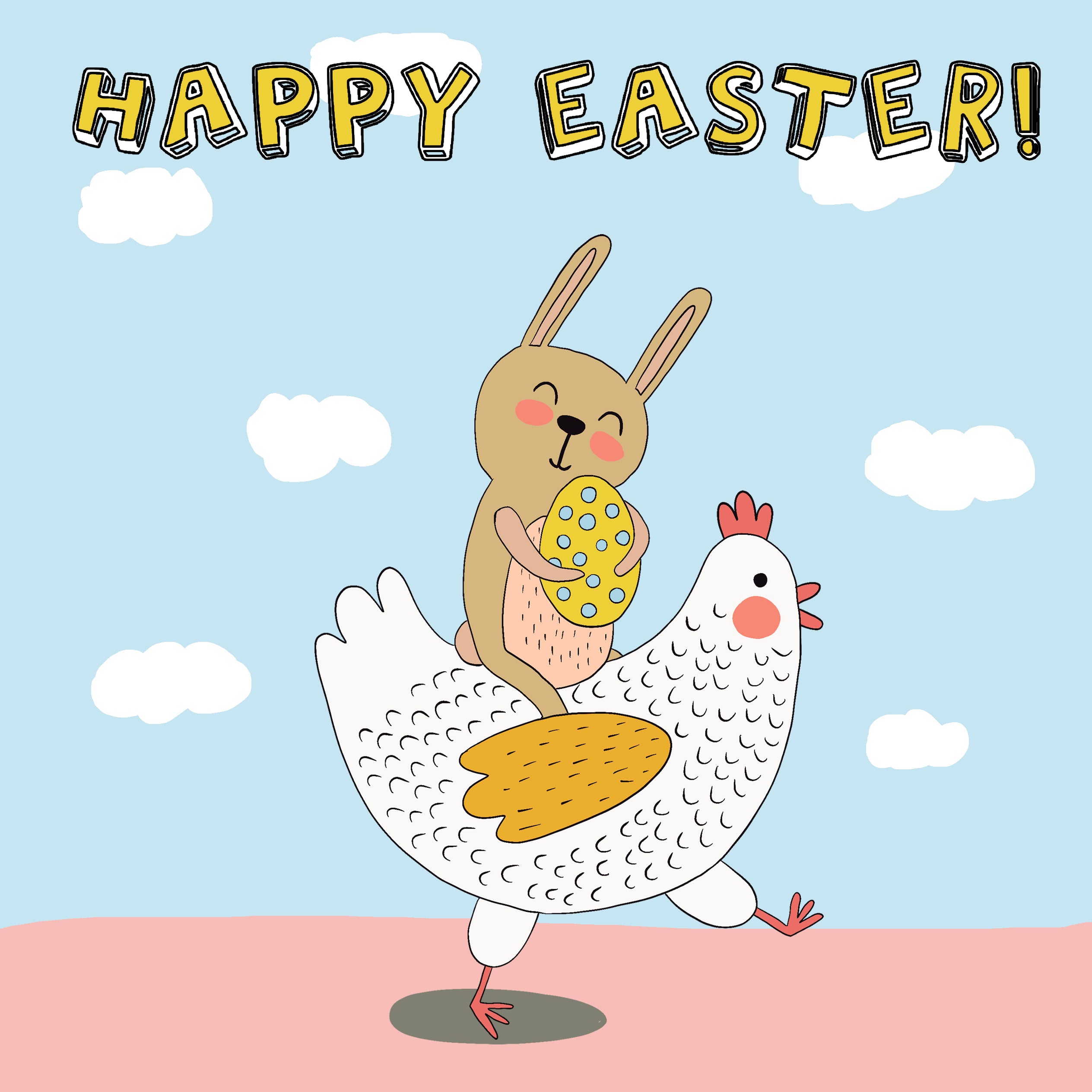 Happy Bunny And Chicken Easter Card | Boomf