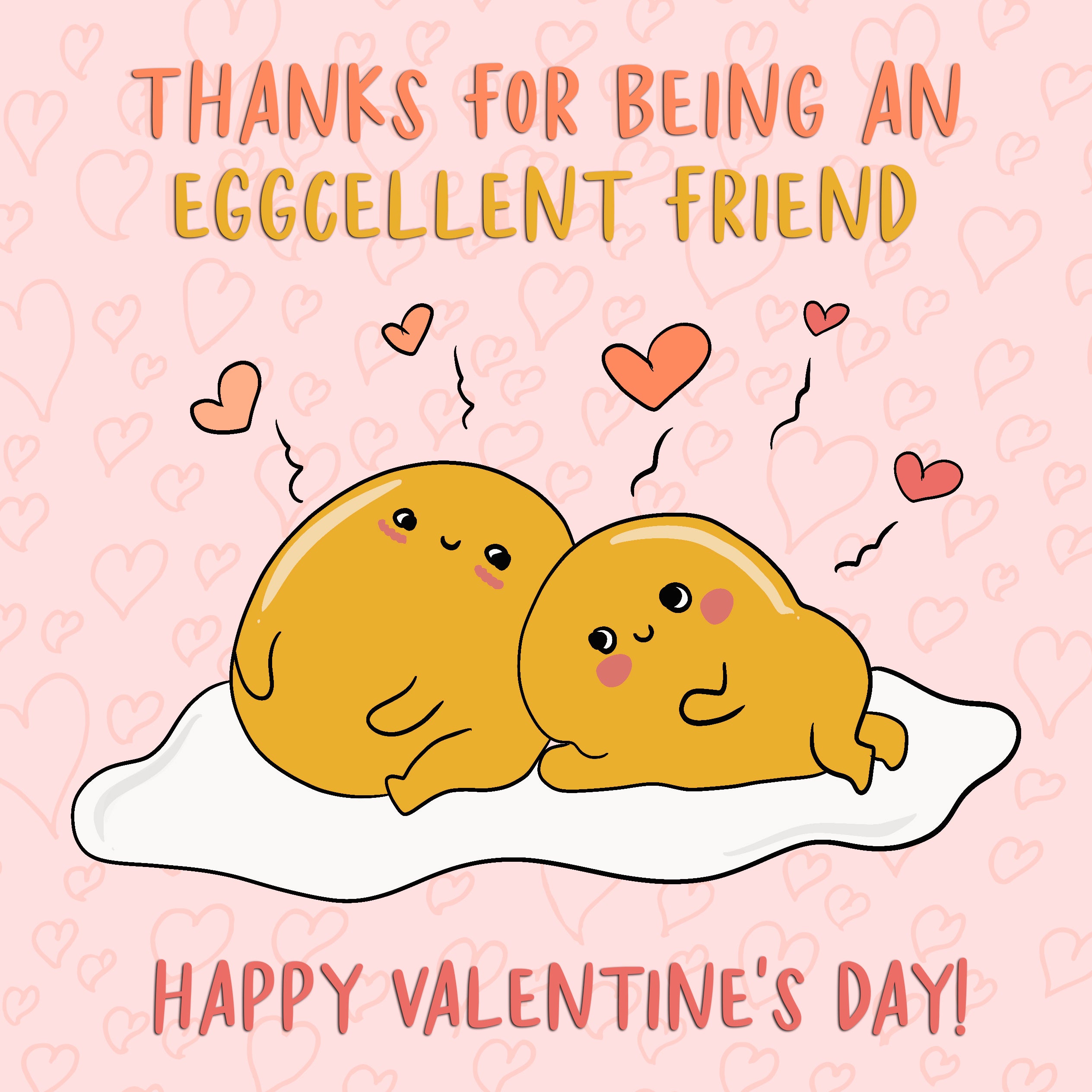 Thanks For Being An Eggcellent Friend Cute Eggs Valentine's Day Card ...