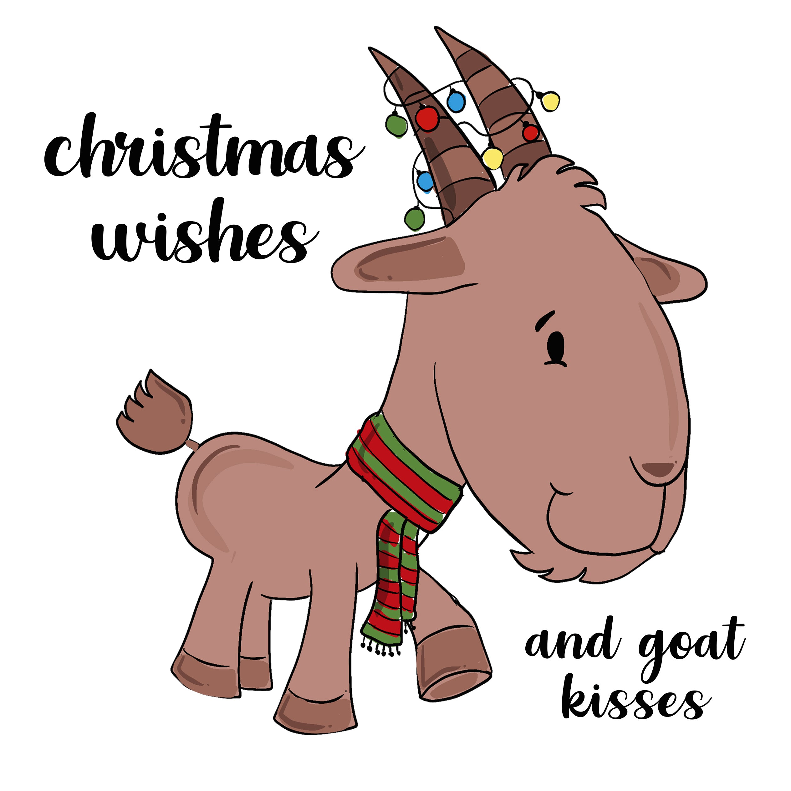 Christmas Wishes And Goat Kisses Card | Boomf
