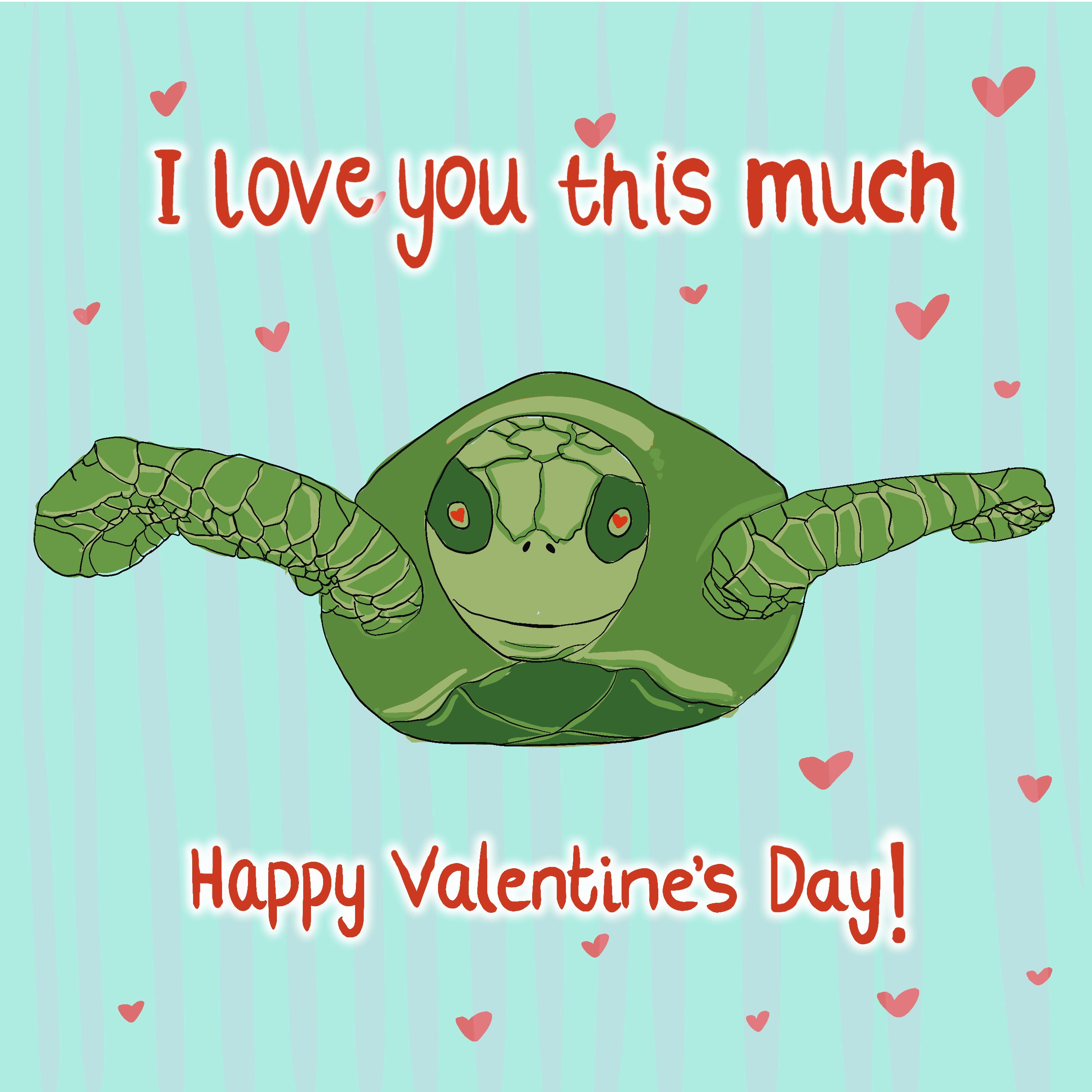 I Love You This Much Turtle Valentine's Card | Boomf