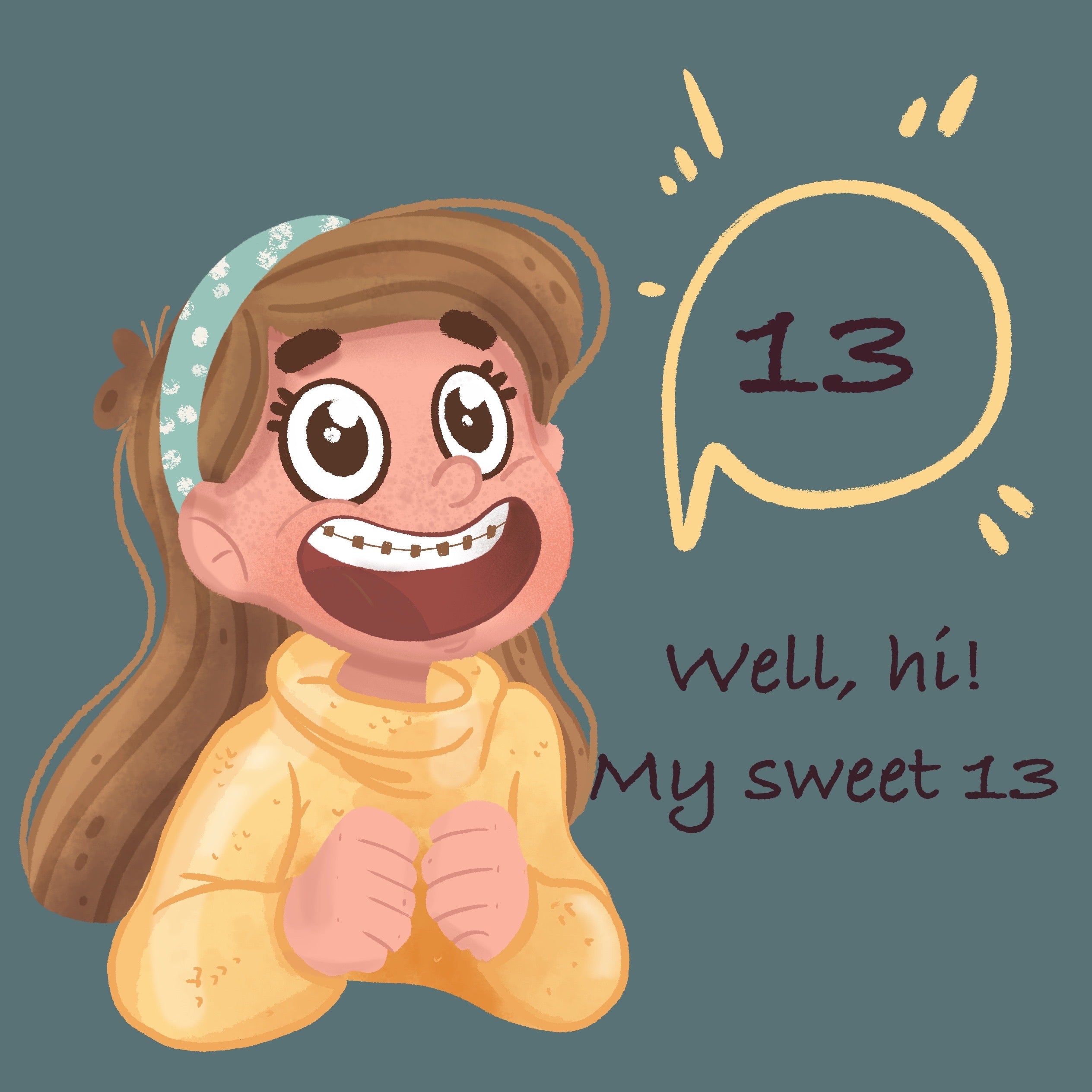 Happy 13th Birthday Excited Cute Girl | Boomf