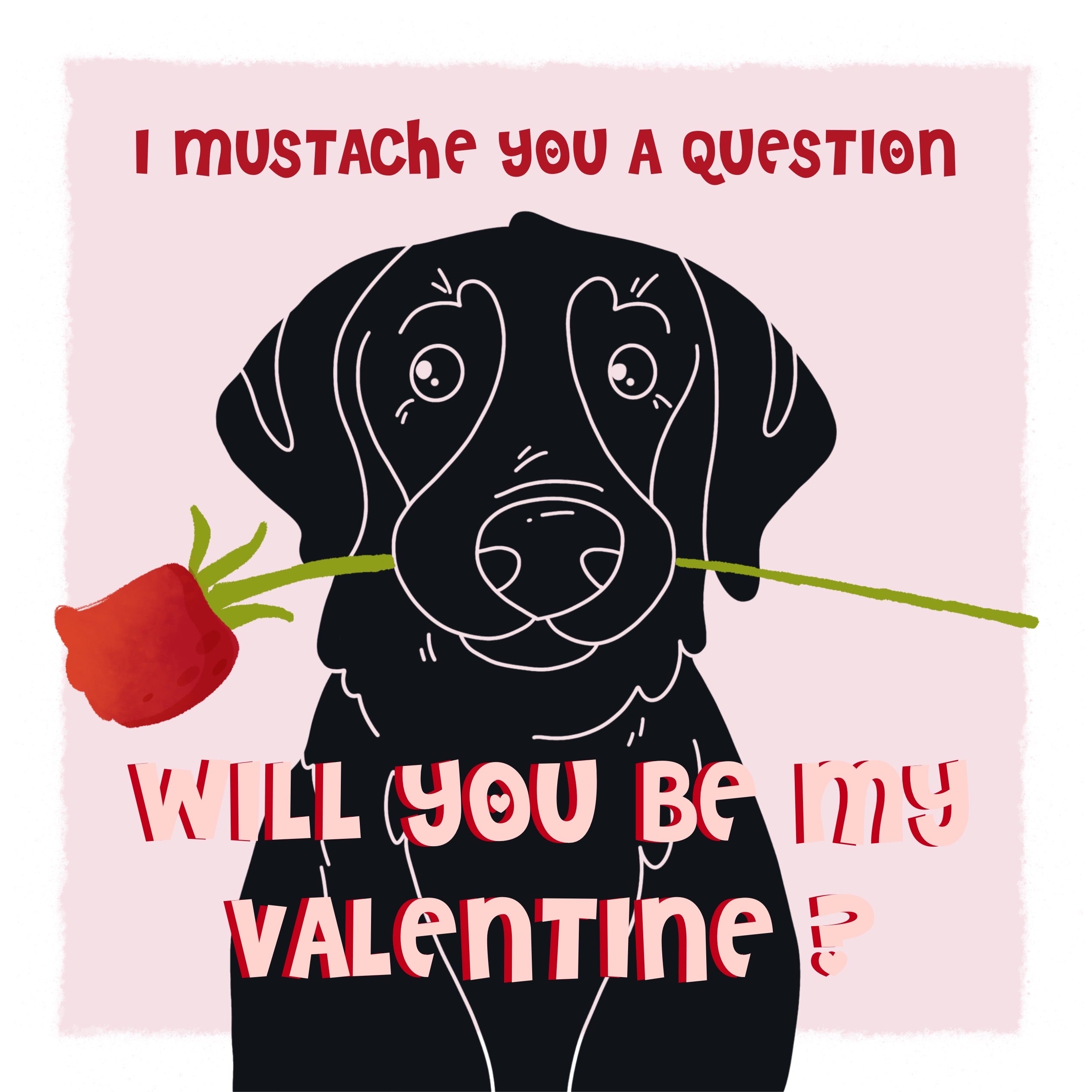 Will You Be My Valentine? Black Labrador With A Rose Valentine's Day ...