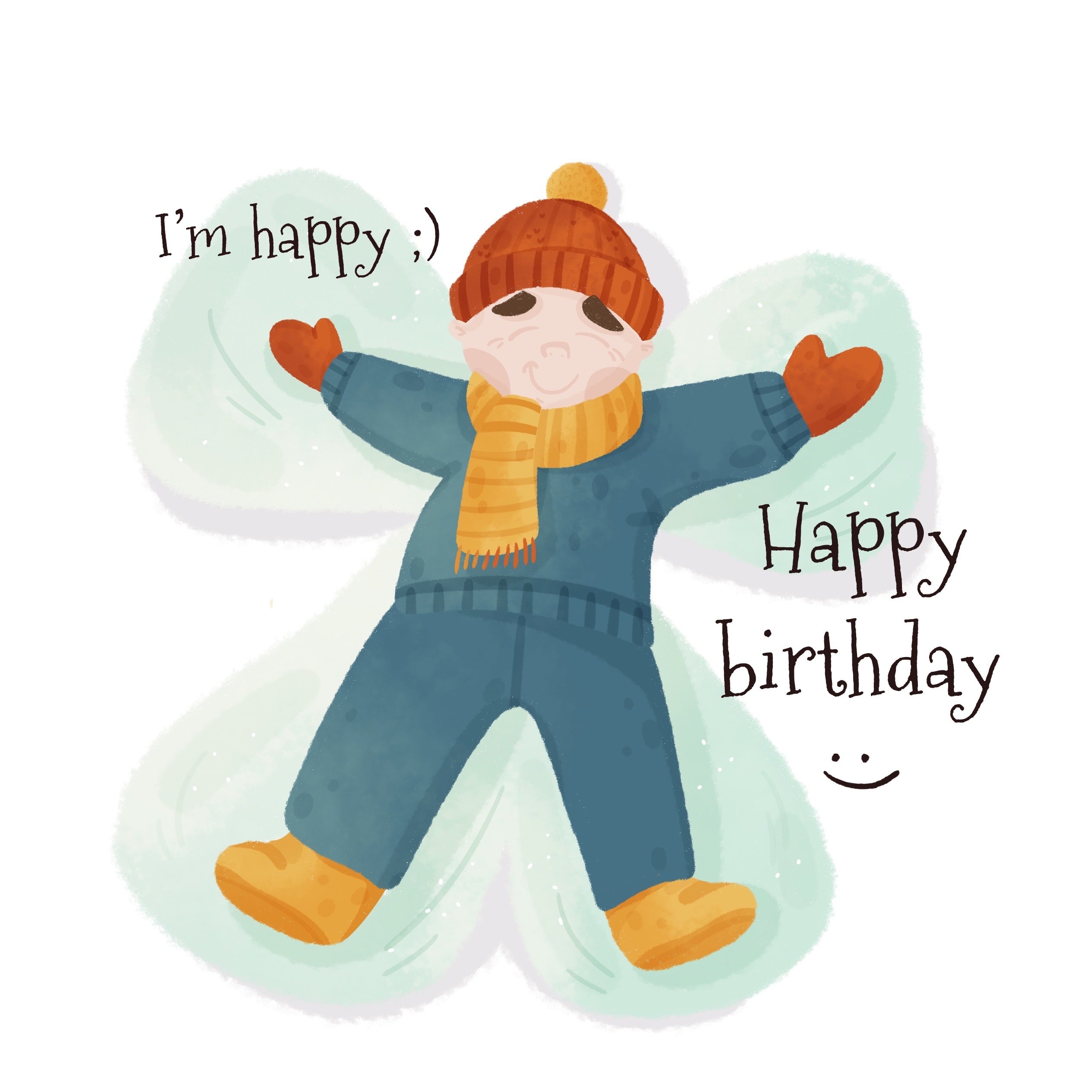 Snow Angel Happy Birthday Card | Boomf