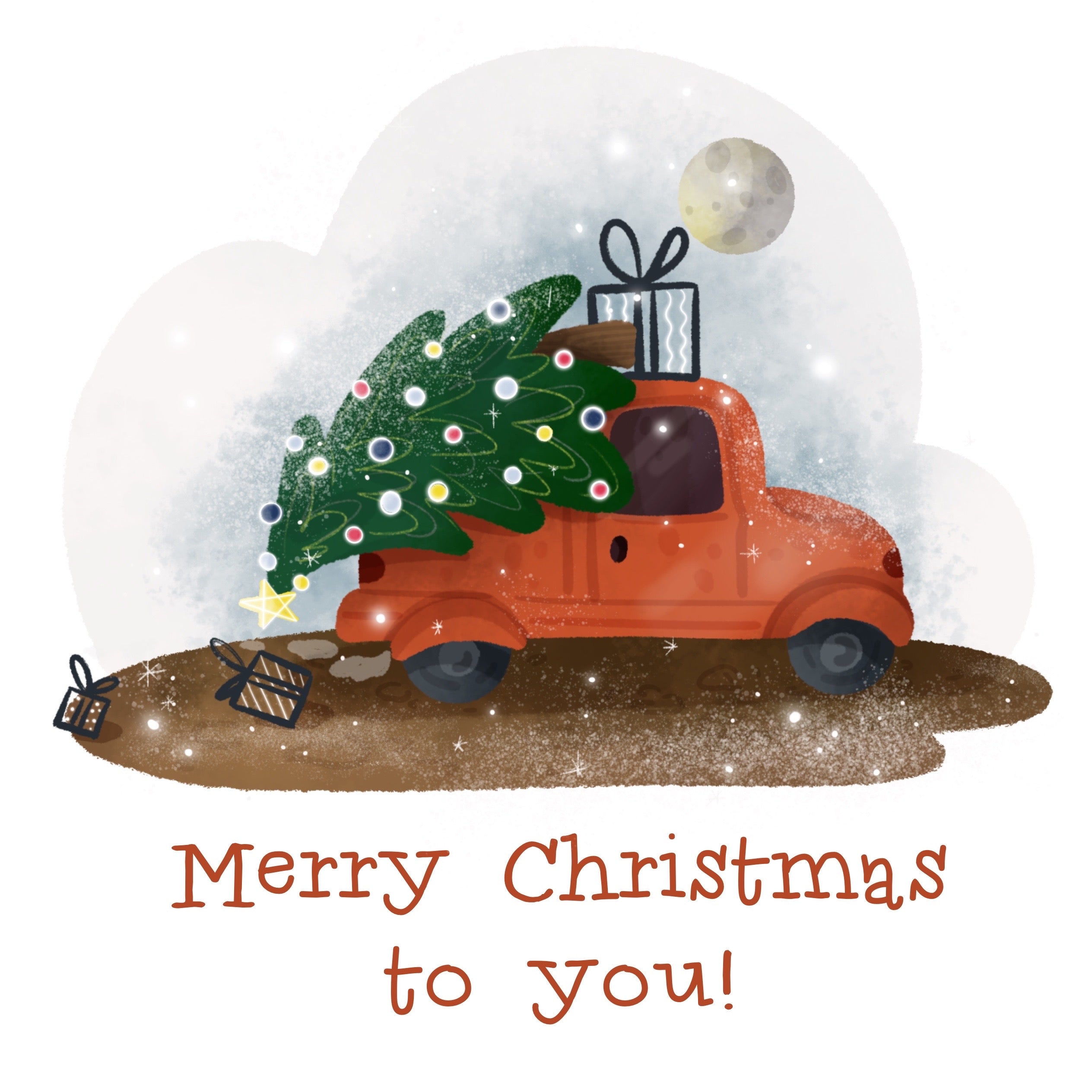 Car With Tree Merry Christmas Card | Boomf