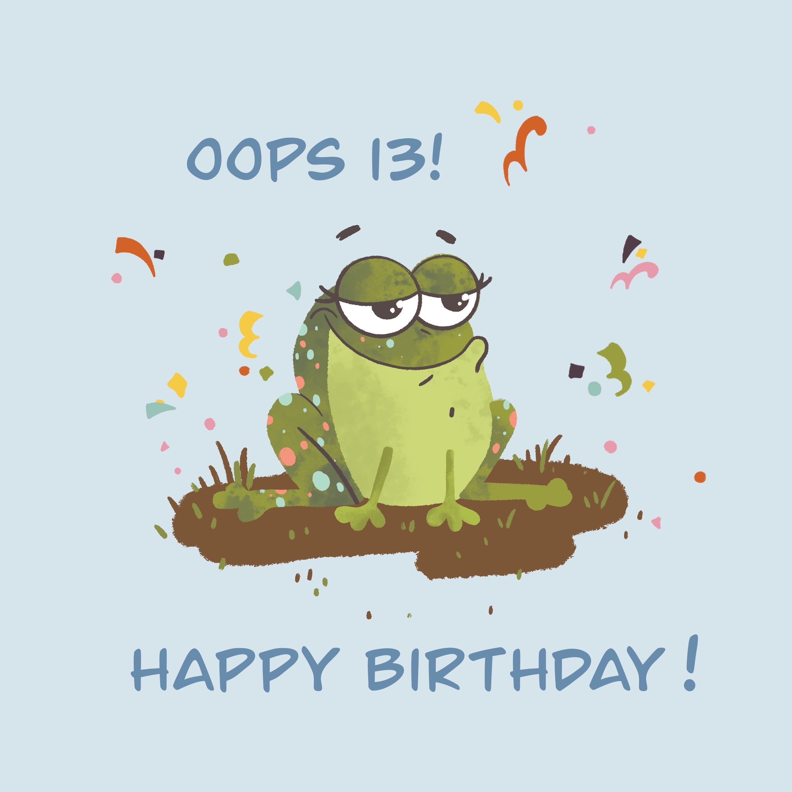 Happy 13th Birthday Funny Frog | Boomf
