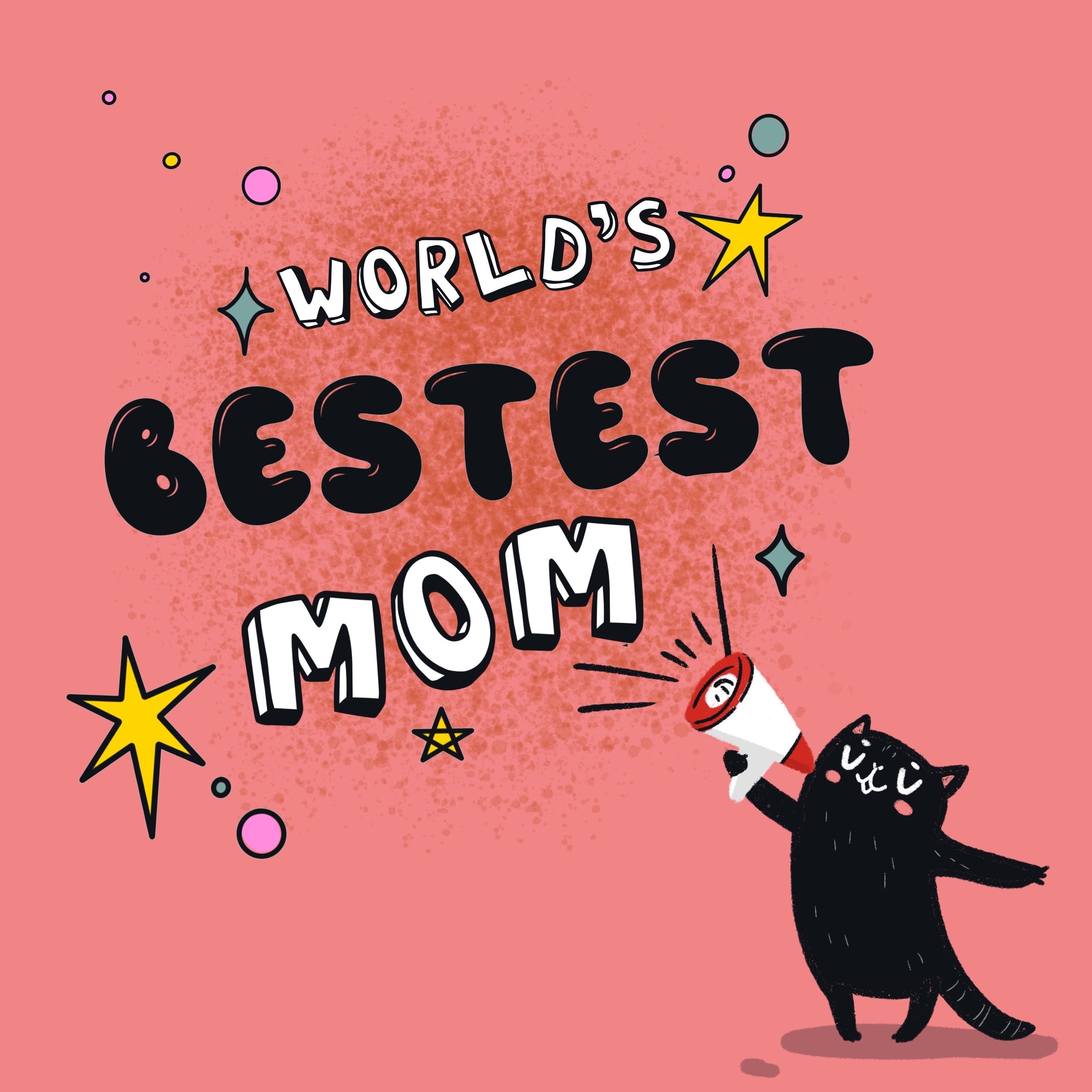 World's Bestest Mom Funny Black Cat Mother's Day Card | Boomf