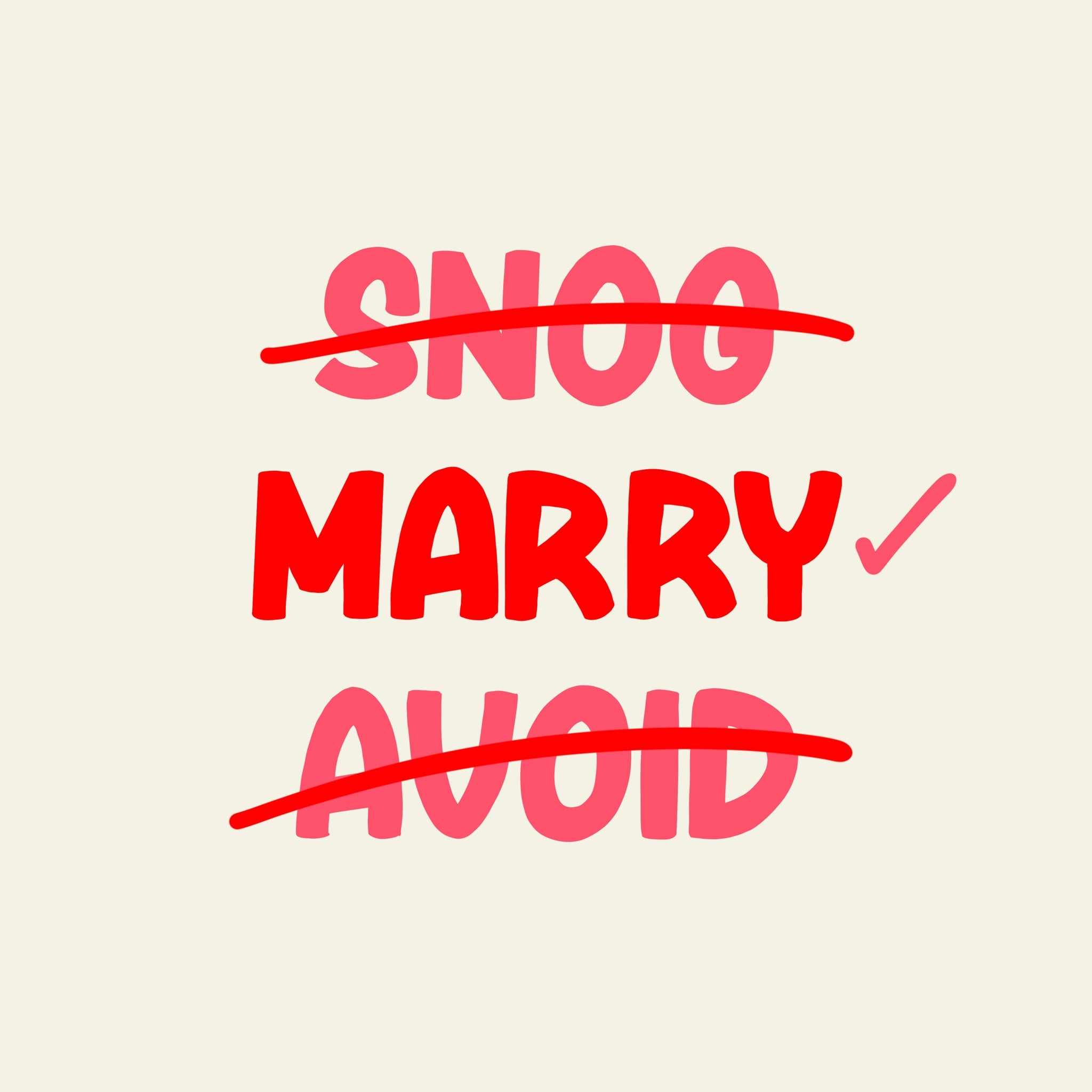 Snog, Marry, Avoid Wedding Card – Boomf