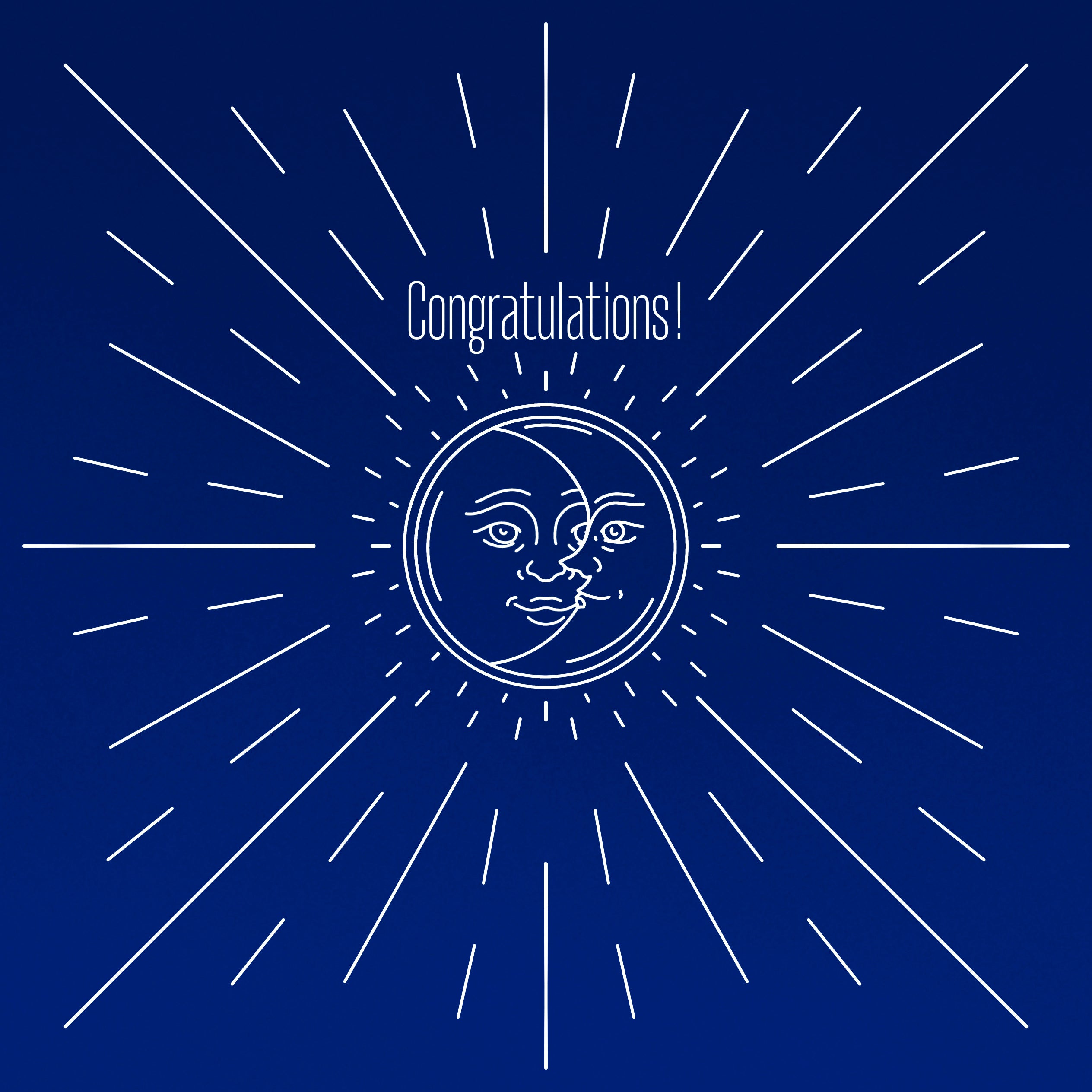 Blue Background Sun And Moon Congratulations | Boomf