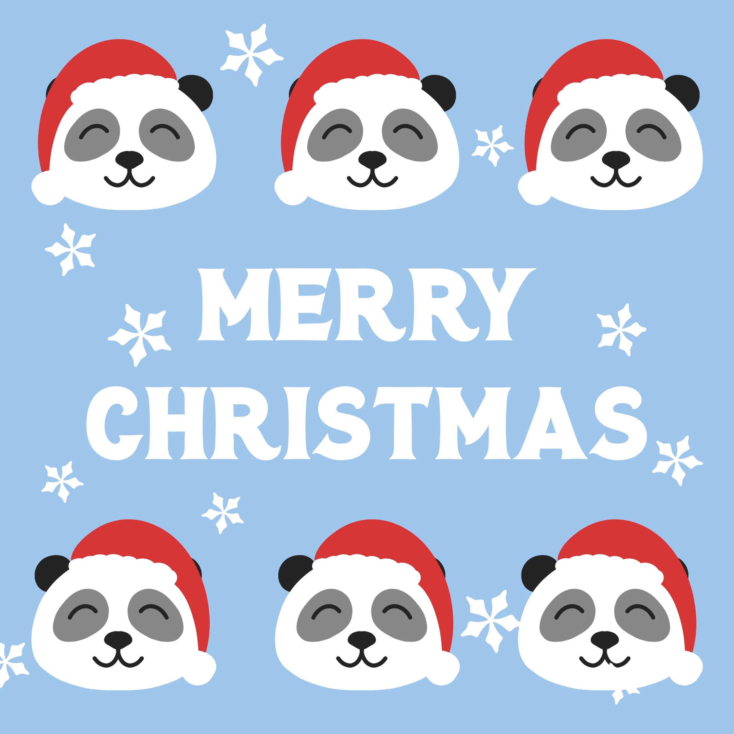 Blue Background Panda Merry Christmas | Boomf