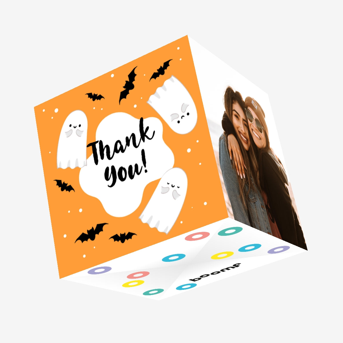 Orange Background Halloween Ghosts Thank You Confetti-exploding Greeti ...