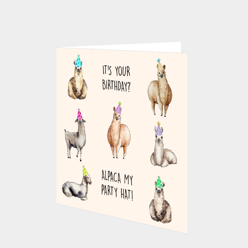 Alpaca My Party Hat Card – Boomf