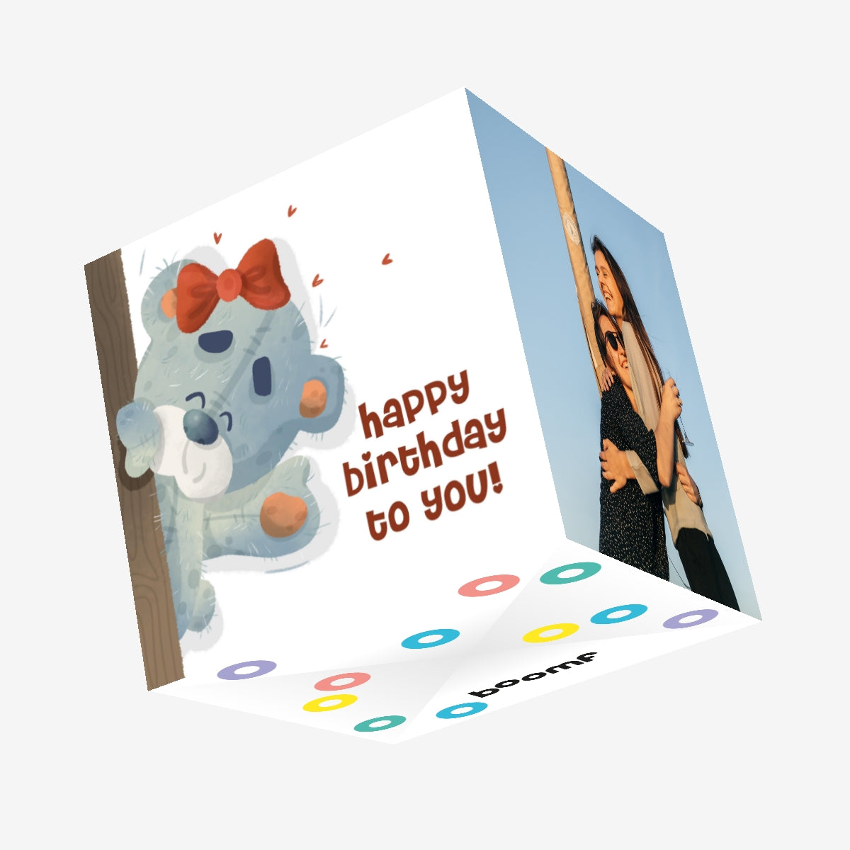 Teddy Bear With Ribbon Happy Birthday Confetti-exploding Greetings Car ...