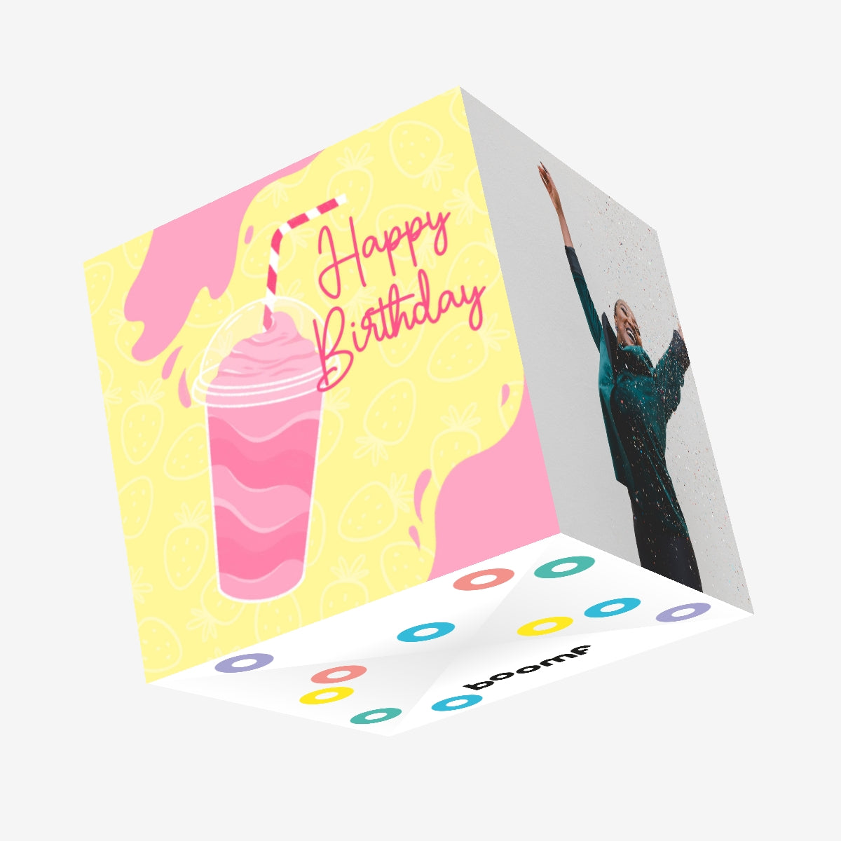 Strawberry Milkshake Happy Birthday Confetti-exploding Greetings Card ...