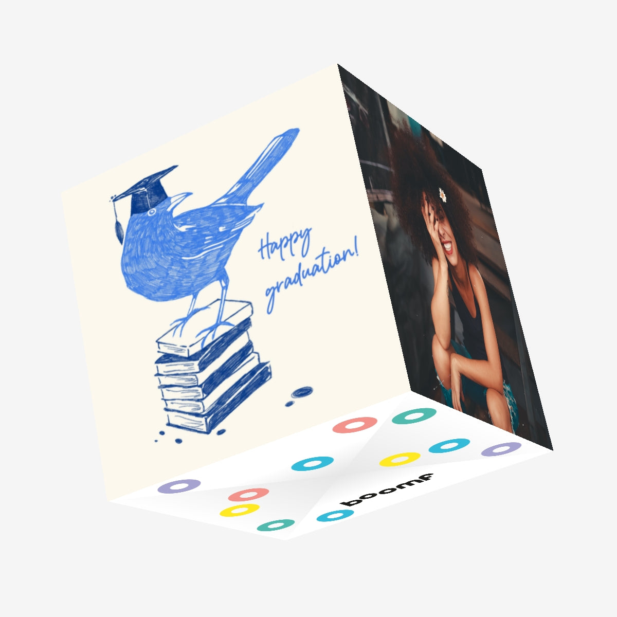 Smart Blue Bird With Books Graduation Confetti-exploding Greetings Car ...