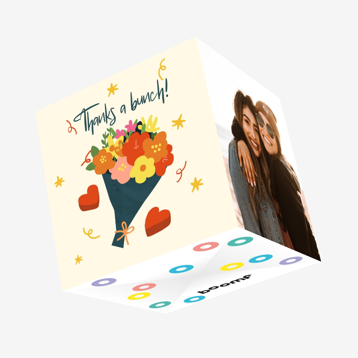 Flower Bouquet And Hearts Thank You Confetti-exploding Greetings Card ...