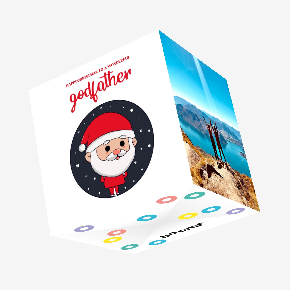 Happy Christmas Godfather Cute Santa Confetti-exploding Greetings Card ...